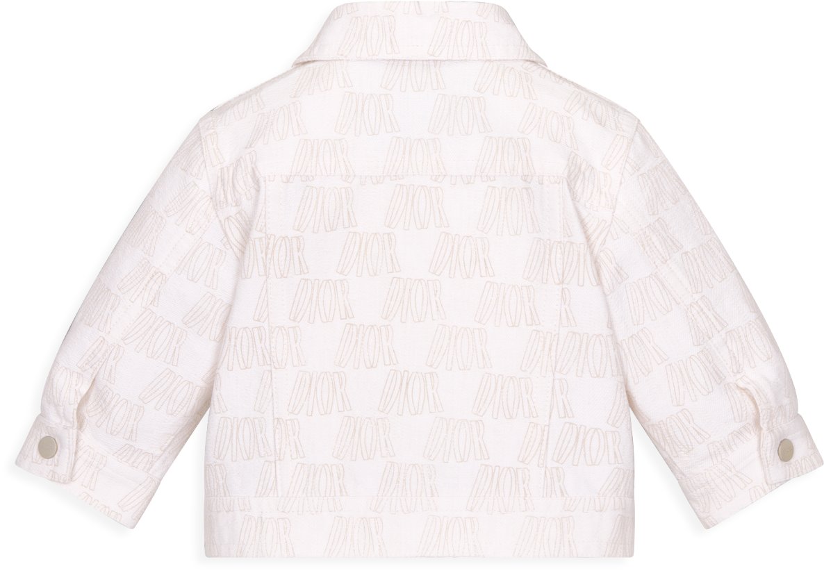 Baby Jacket Ivory Cotton Gabardine with Beige Dior Bohan Motif | DIOR
