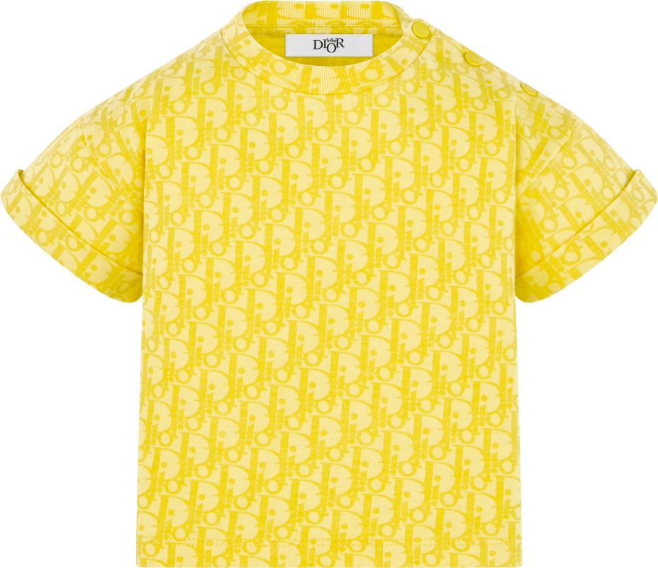 Baby T-Shirt Yellow Dior Oblique Cotton Jersey with Stonewashed Effect ...