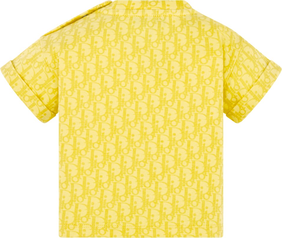Baby T-Shirt Yellow Dior Oblique Cotton Jersey with Stonewashed Effect ...