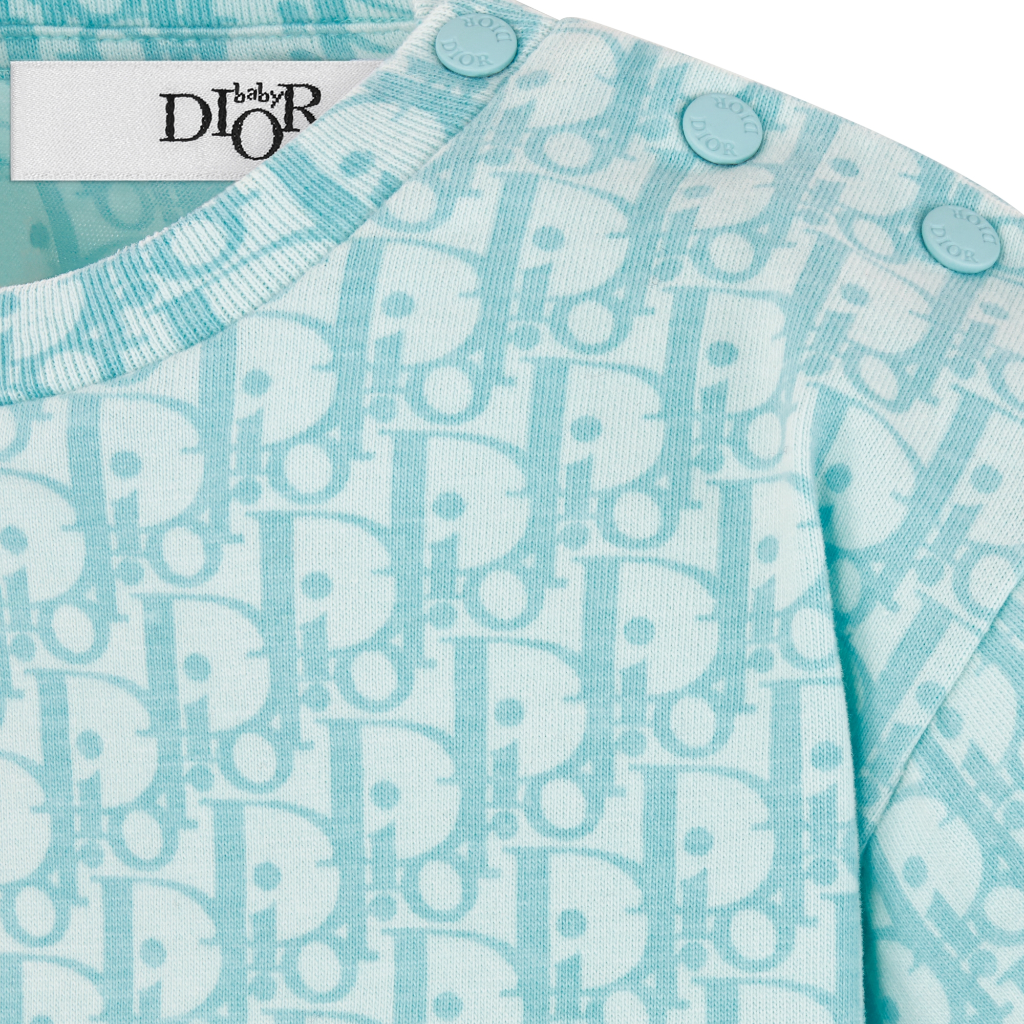 Baby T-Shirt Blue Dior Oblique Cotton Jersey with Stonewashed Effect | DIOR