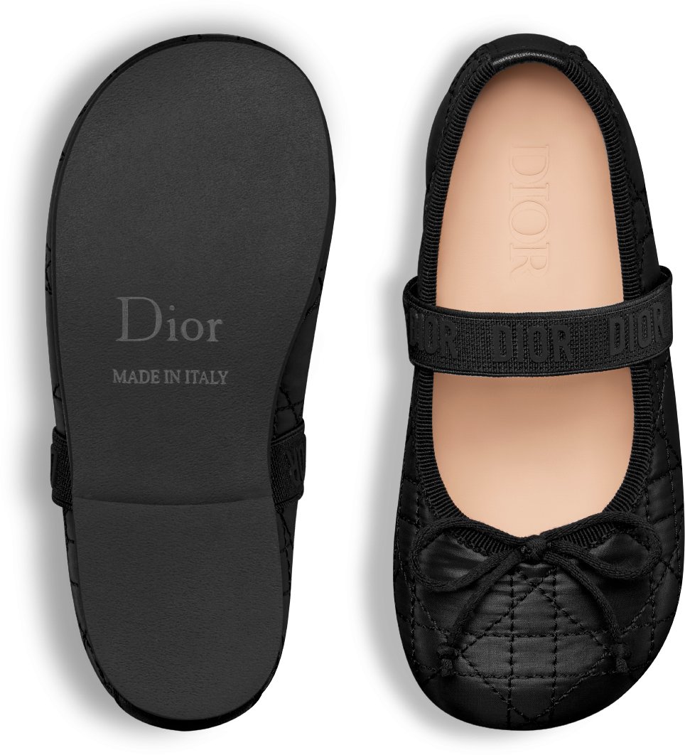 Baby Ballet Flat Black Cannage Technical Fabric | DIOR