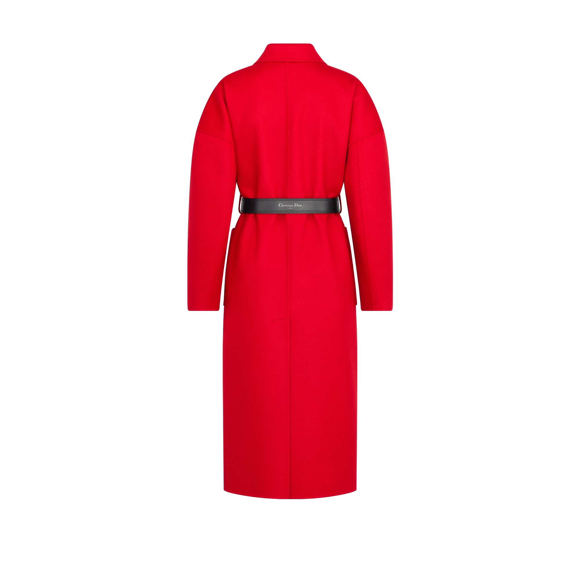 Long Belted Coat Red Double-Sided Blended Virgin Wool and Angora Felt ...