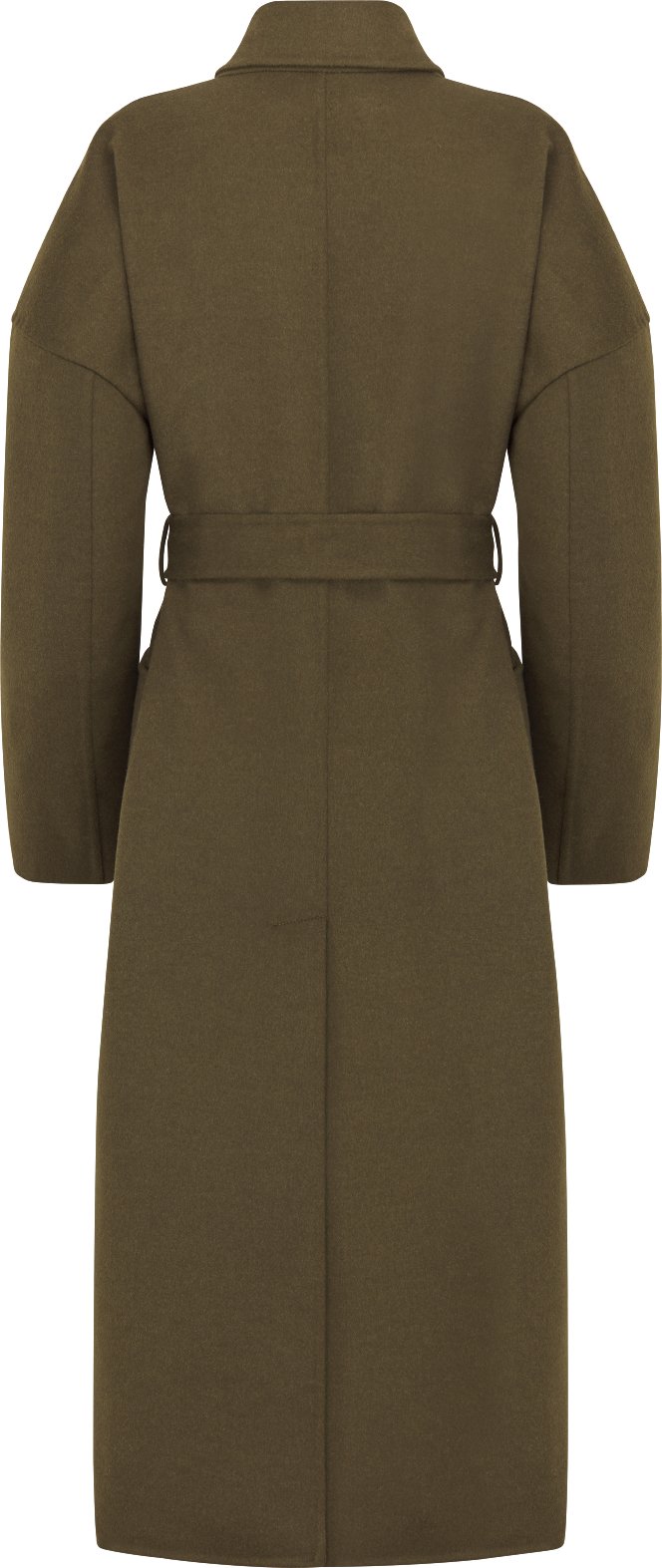 Long Belted Coat Green Double-Sided Blended Virgin Wool and Angora Felt ...