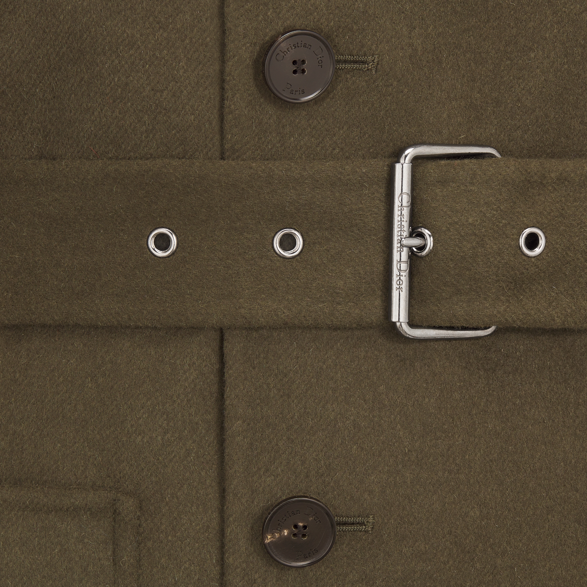 Long Belted Coat Green Double-Sided Blended Virgin Wool and Angora Felt ...