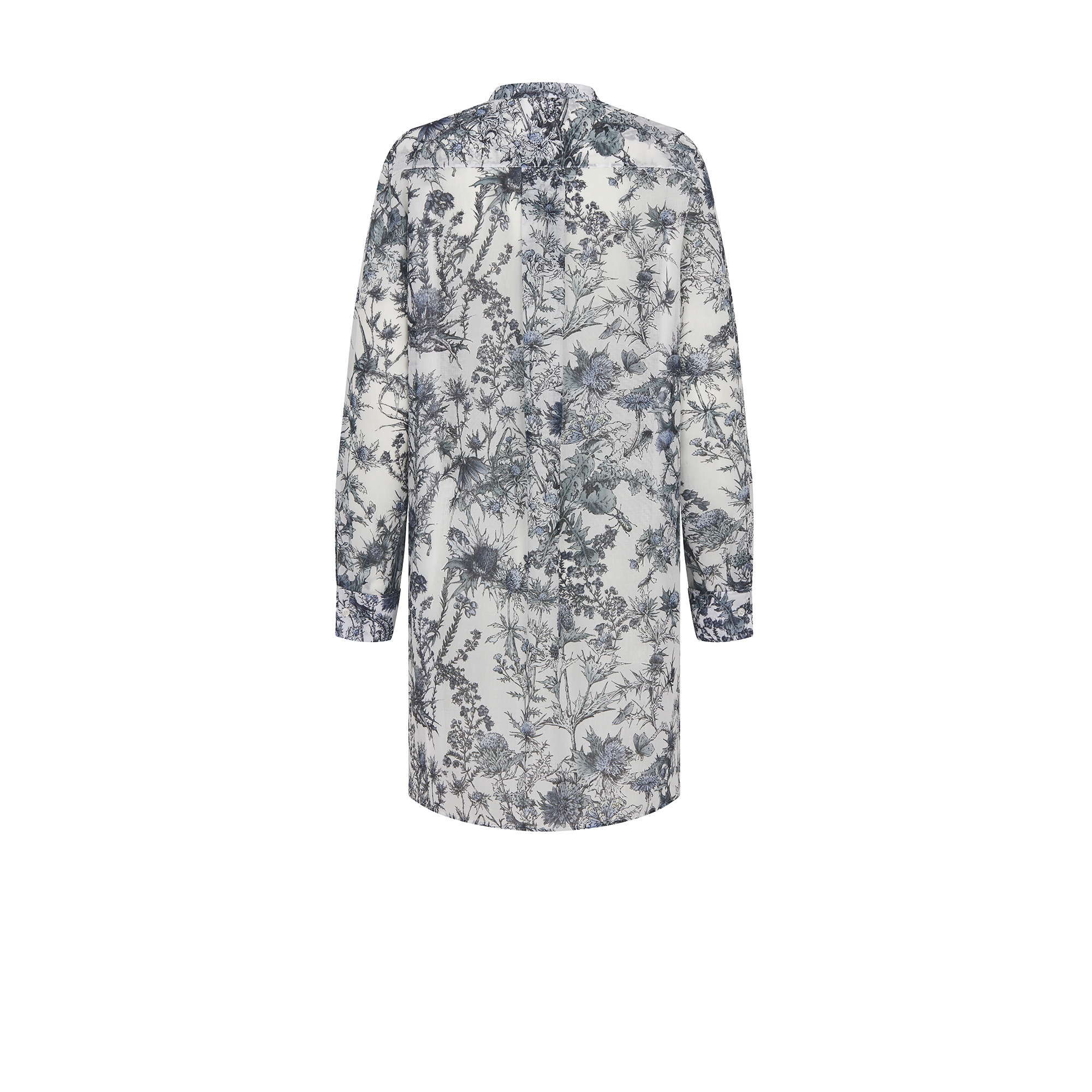 Blusa larga Muselina de algodón blanca con motivo Dior Chardons azul | DIOR