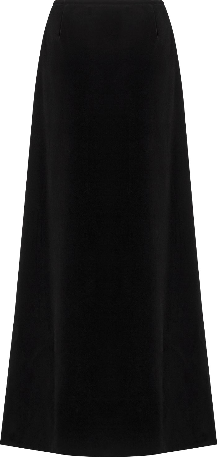 Ausgestellter, langer Rock Baumwollsamt in Schwarz | DIOR