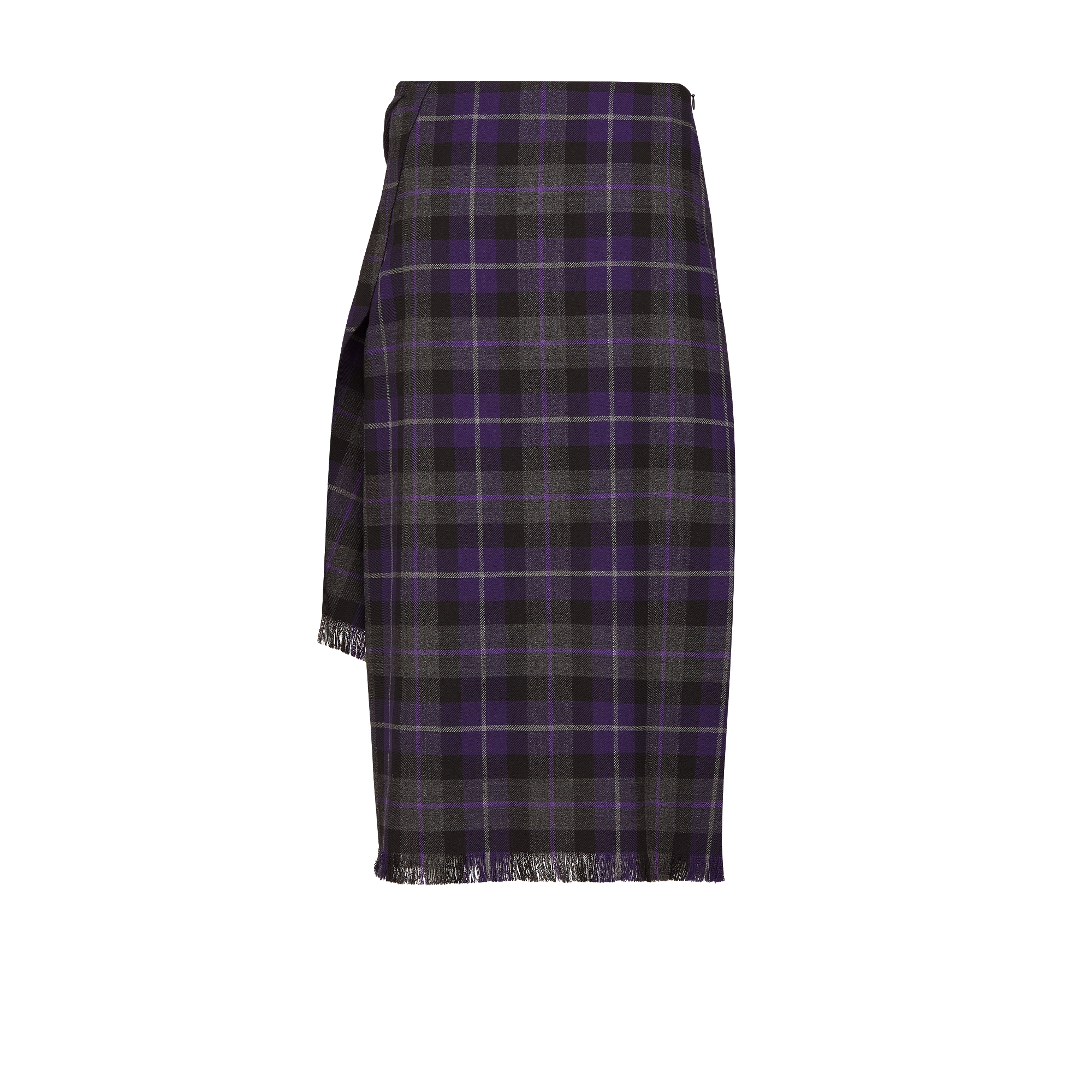 Mid-Length Draped Skirt Purple, Gray and White Check'n'Dior Virgin Wool ...