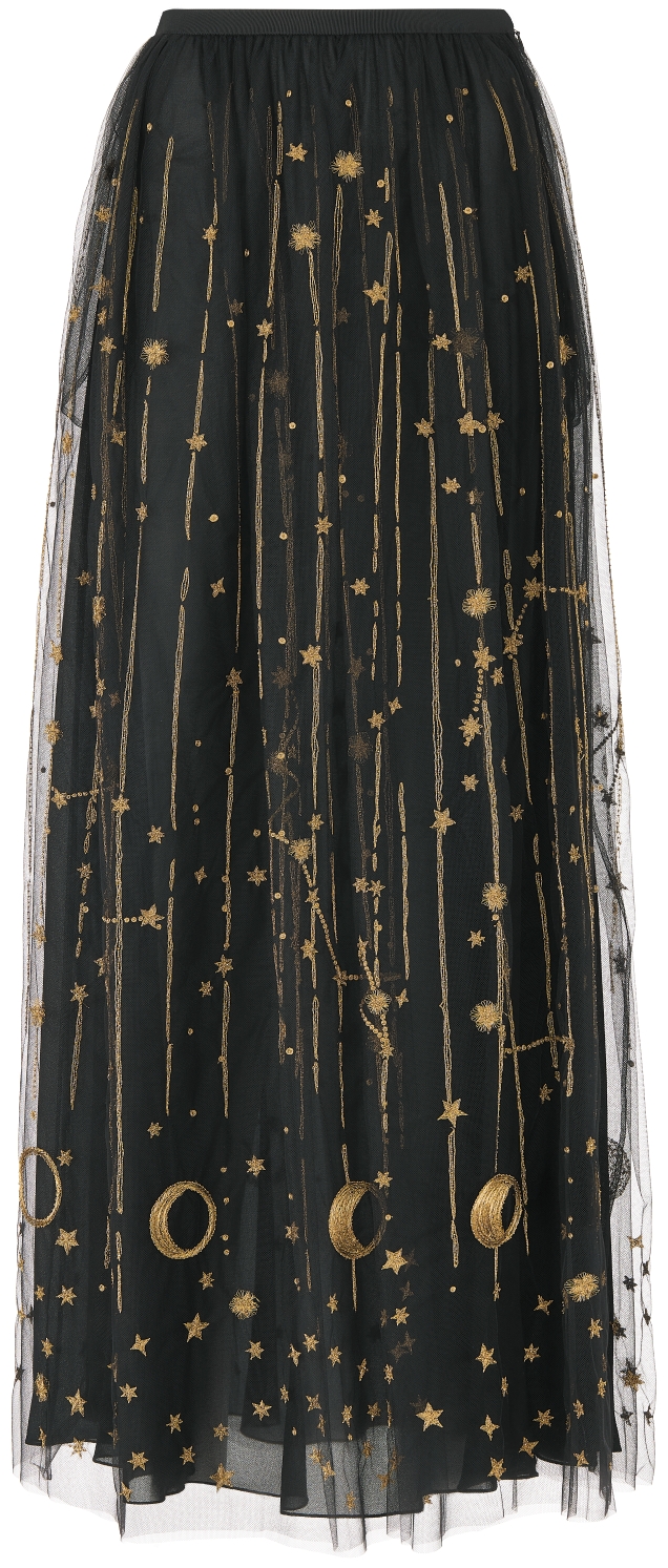 Long Pleated Skirt Black Technical Tulle with Gold-Tone Dior Astral ...