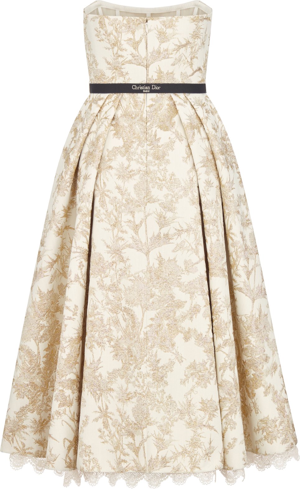 Robe bustier mi-longue ceinturée Tissu technique blanc à motif Dior ...