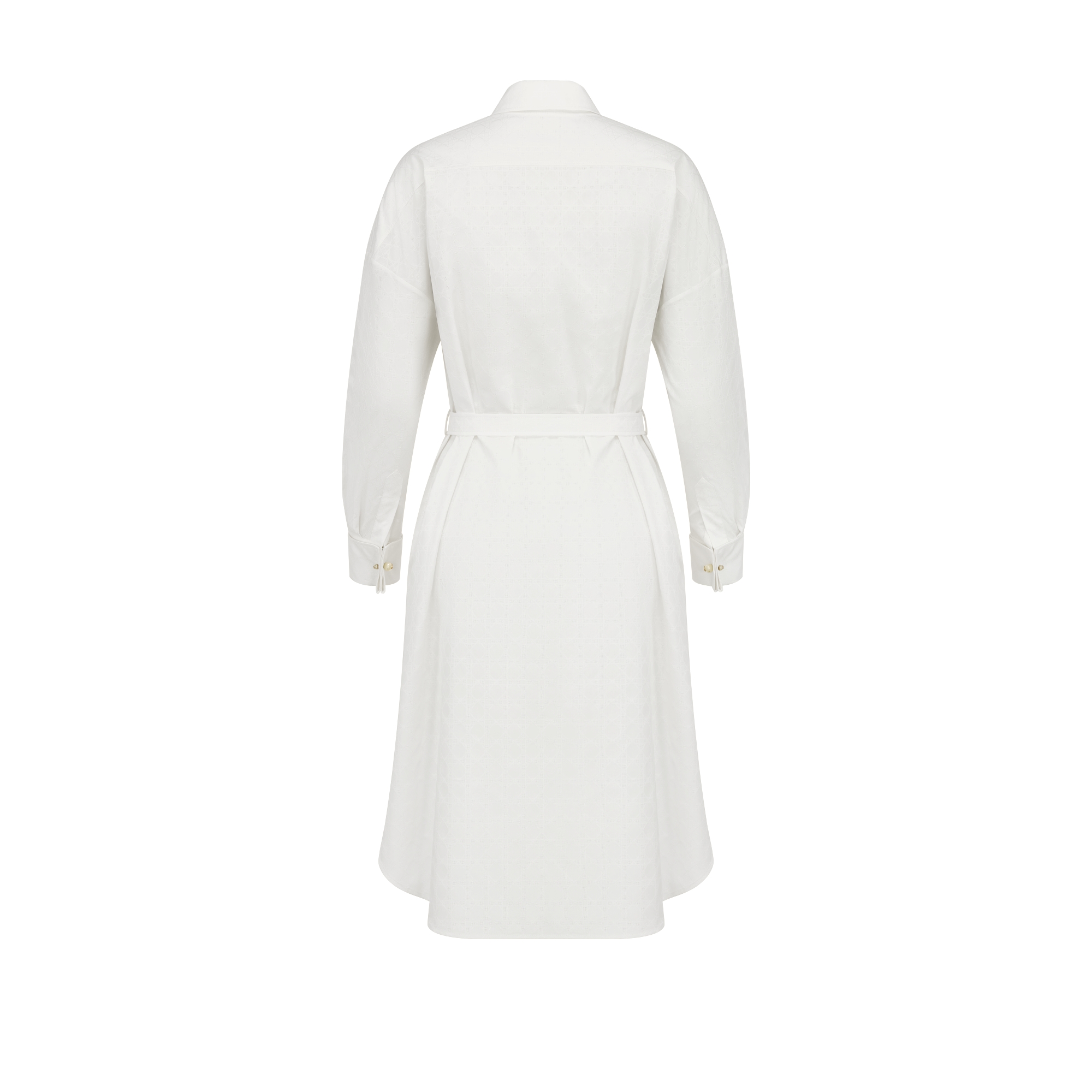 Belted Macrocannage Shirtdress White Cotton Gabardine | DIOR