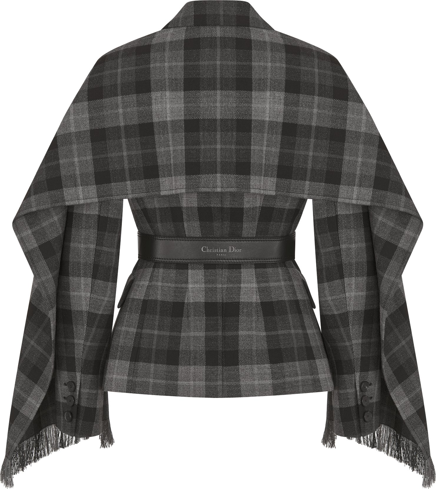 Belted Jacket with Removable Scarf Gray and Black Check'n'Dior Virgin ...