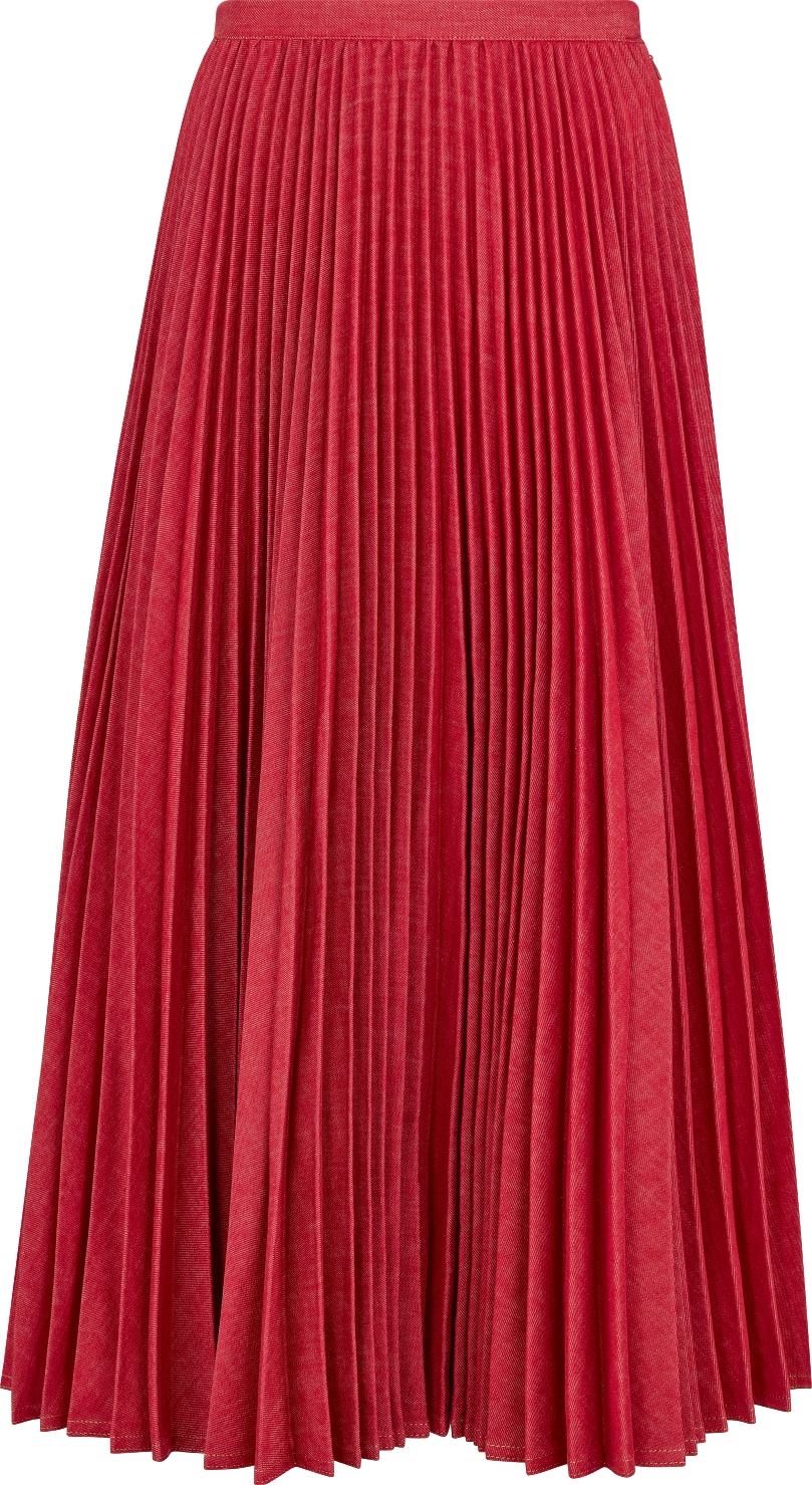 Pleated Mid-Length Skirt Bright Red Cotton Denim | DIOR