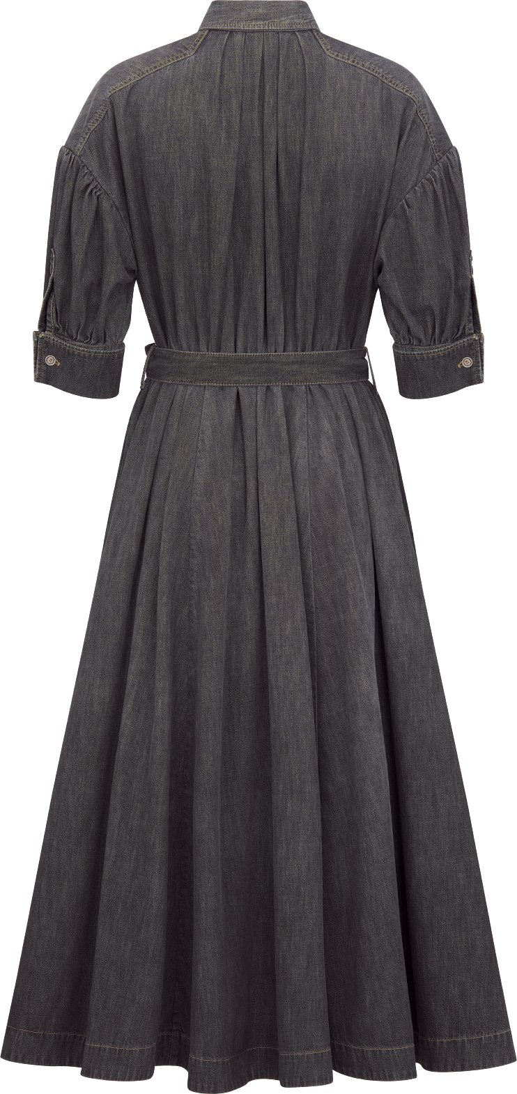 Flared Mid-Length Dress Black Stonewashed Cotton Denim | DIOR