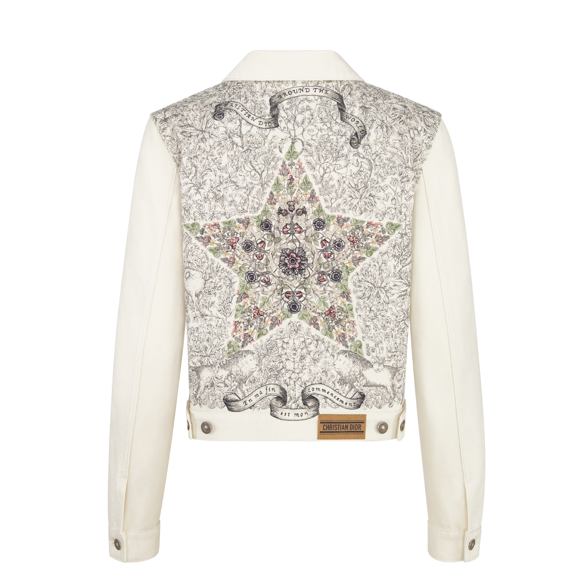 Jacket Ecru Cotton Denim with Multicolor Dior Around the World Motif | DIOR