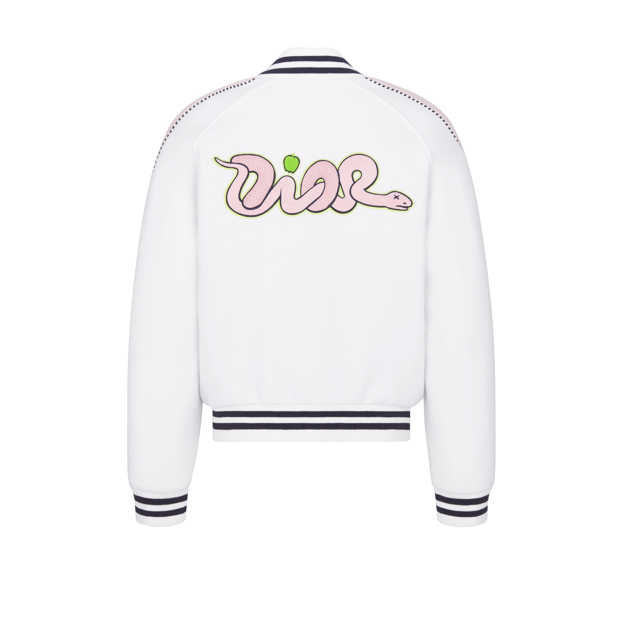 DIOR AND KAWS Varsity Jacket White Virgin Wool Jersey | DIOR