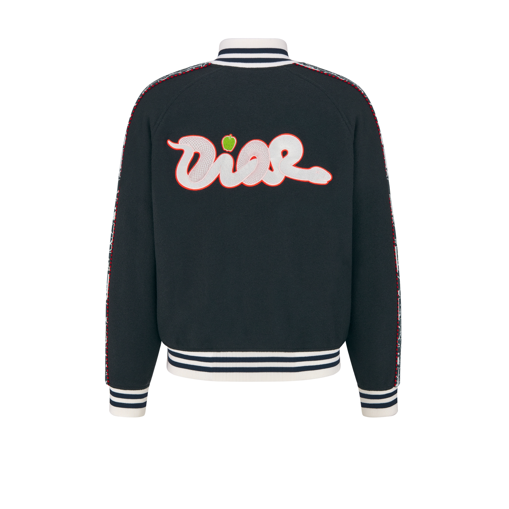 DIOR AND KAWS Varsity Jacket Blue Virgin Wool Jersey | DIOR