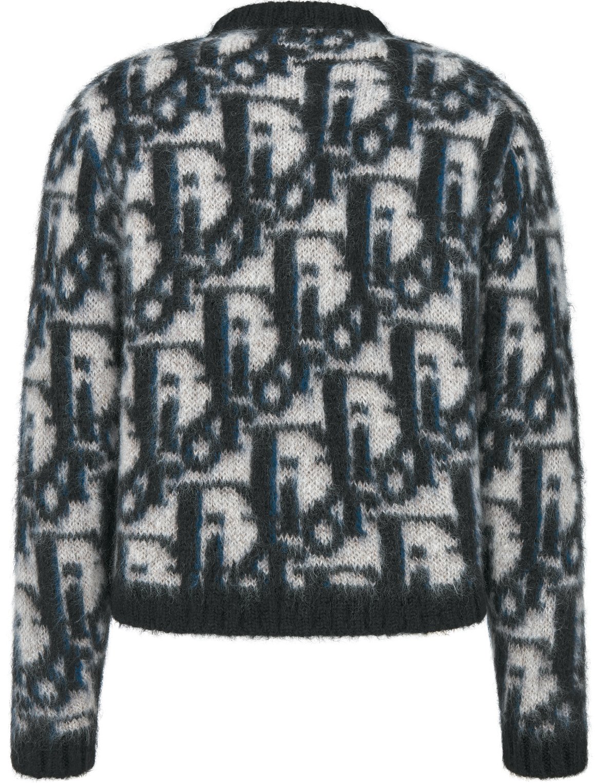 Dior Oblique Cardigan Blue Mohair and Wool Blend Knit | DIOR