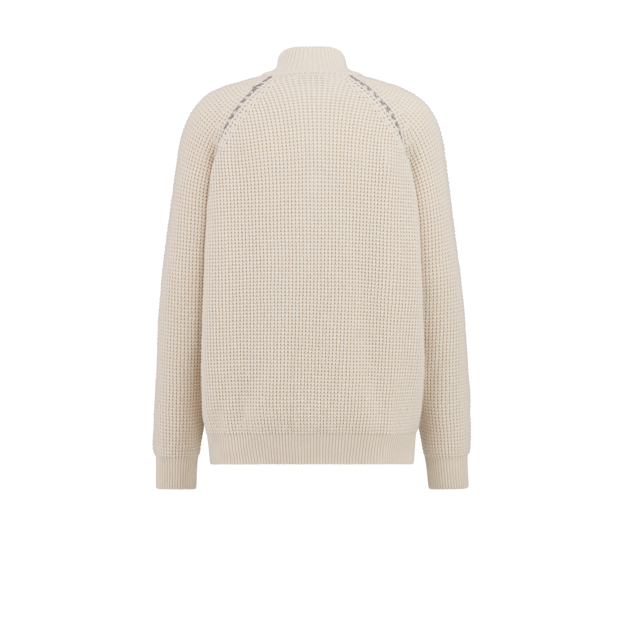 Zip Collar Sweater White Virgin Wool Knit | DIOR