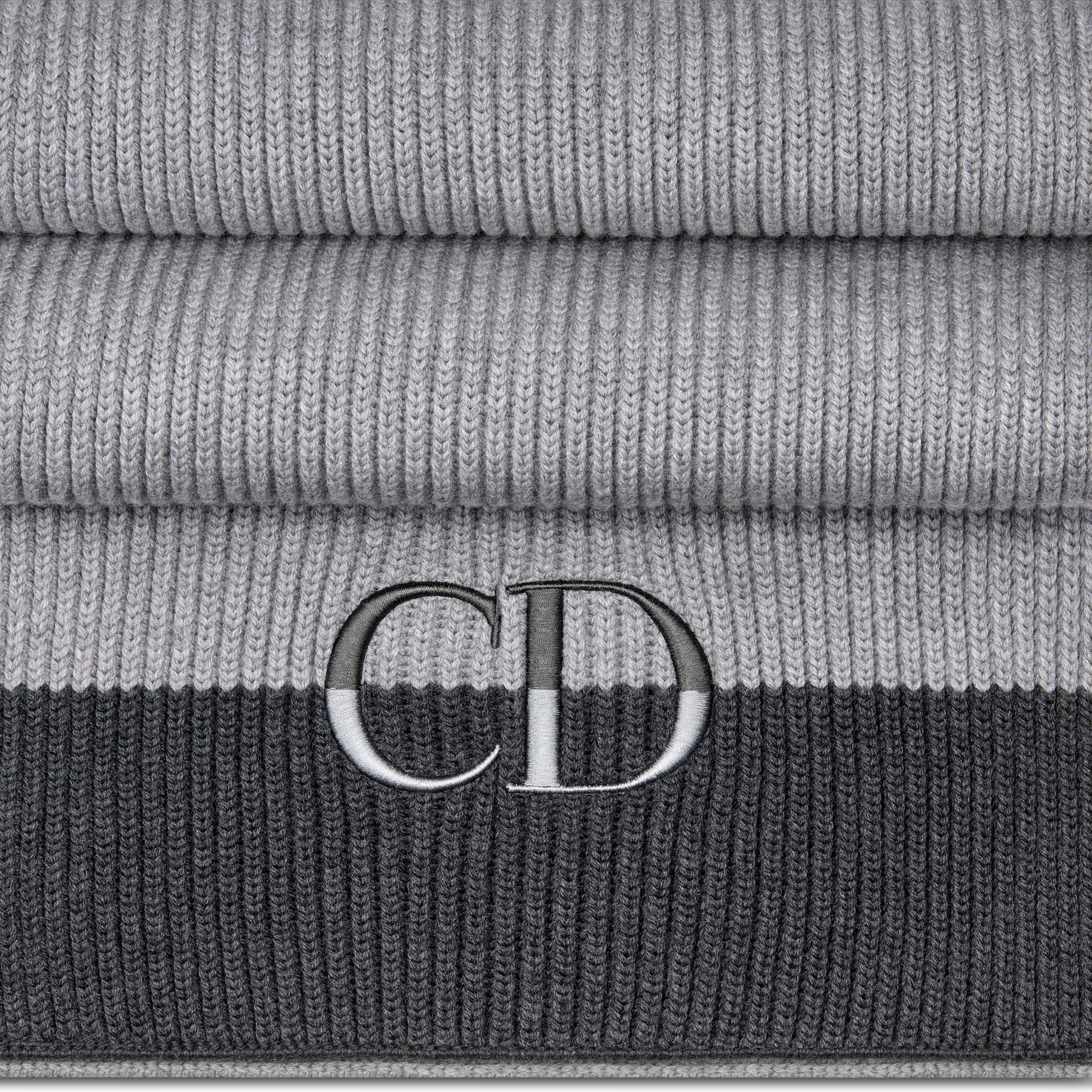 CD Icon Scarf Dior Gray and Anthracite Gray Virgin Wool Knit | DIOR