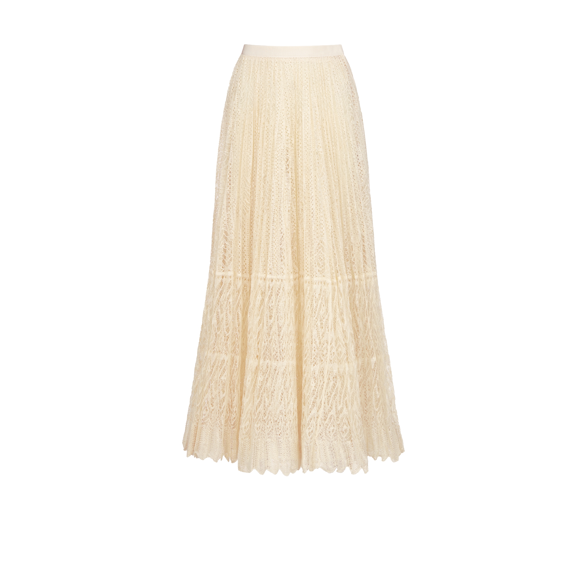 Long Skirt Ecru Cotton-Blend Lace Knit | DIOR