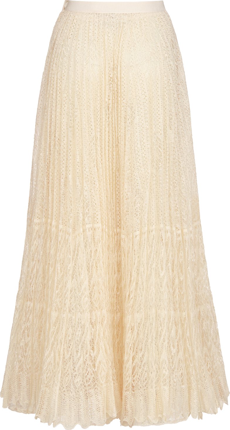 Lange rok Ecrukleurige kant in een gebreide katoenblend | DIOR