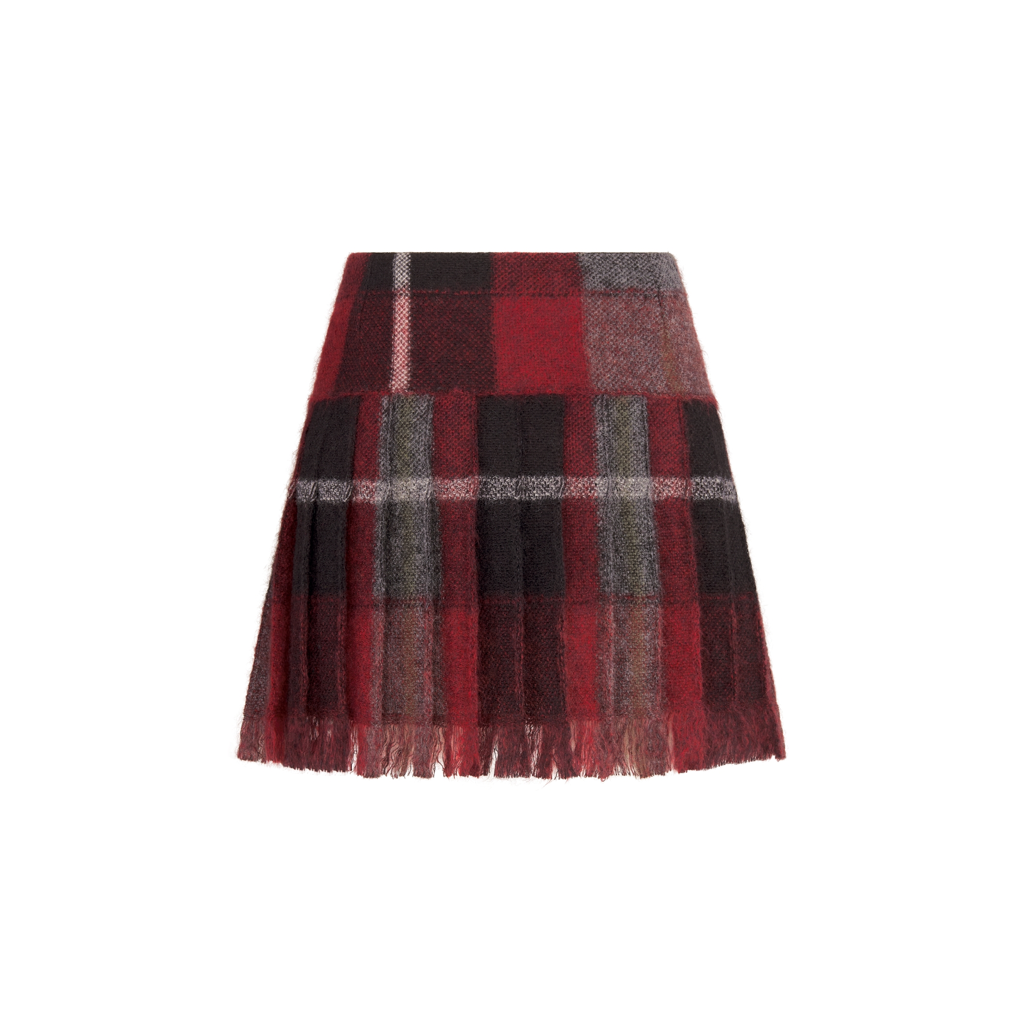 Short Kilt Red, Gray and Black Check'n'Dior Blended Mohair and Wool ...