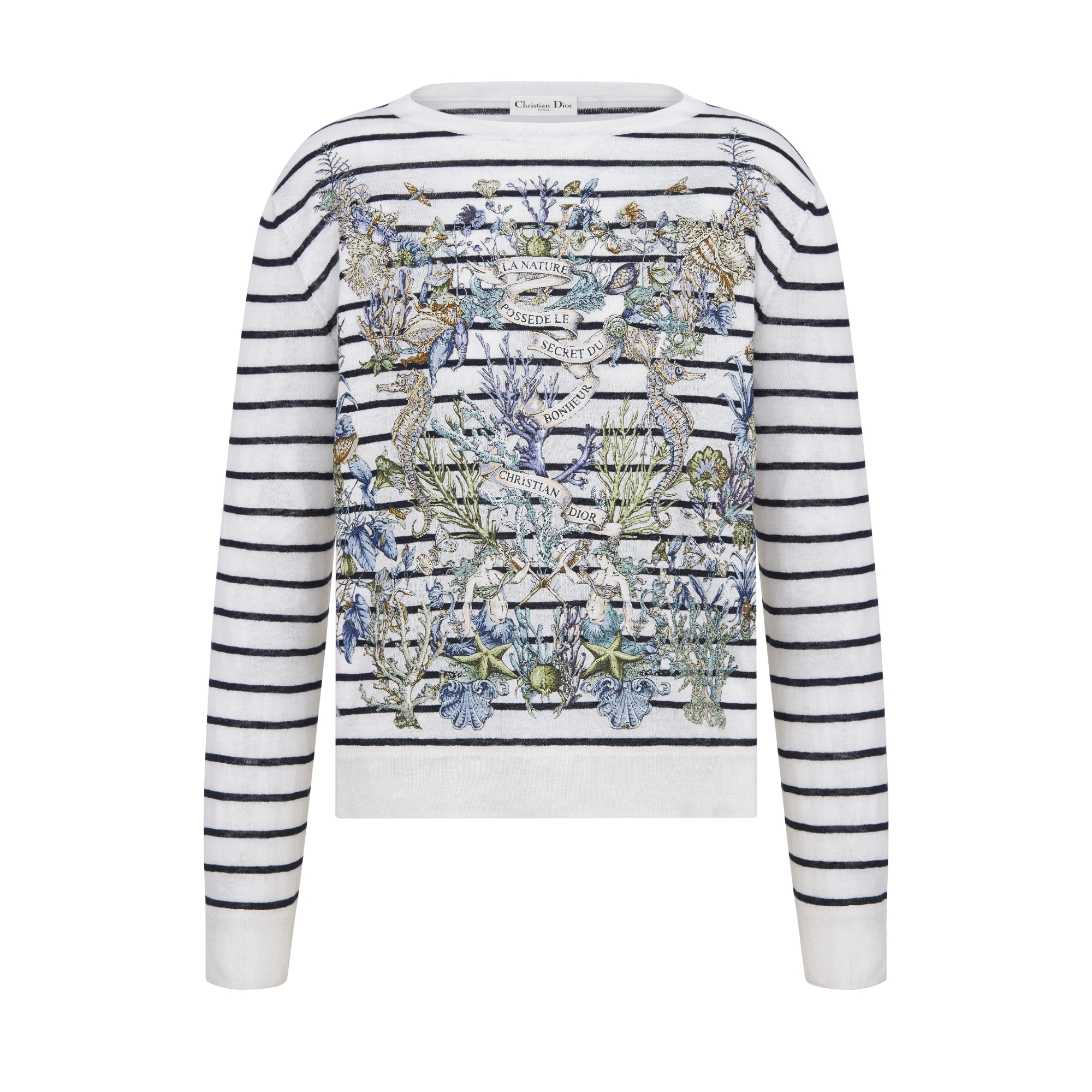 Suéter Dior Marinière Punto de lino, cachemira y seda azul marino y ...