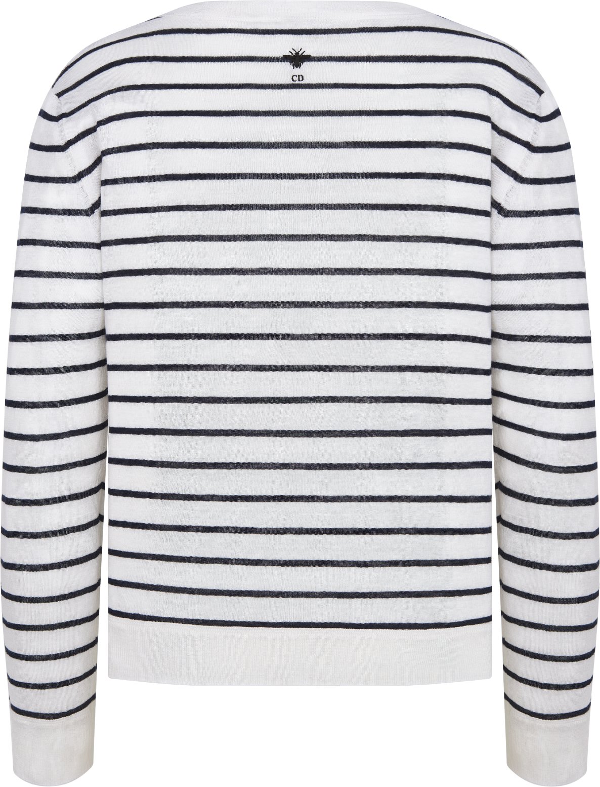 Pull Dior Marinière Maille de lin, cachemire et soie bleu marine et ...