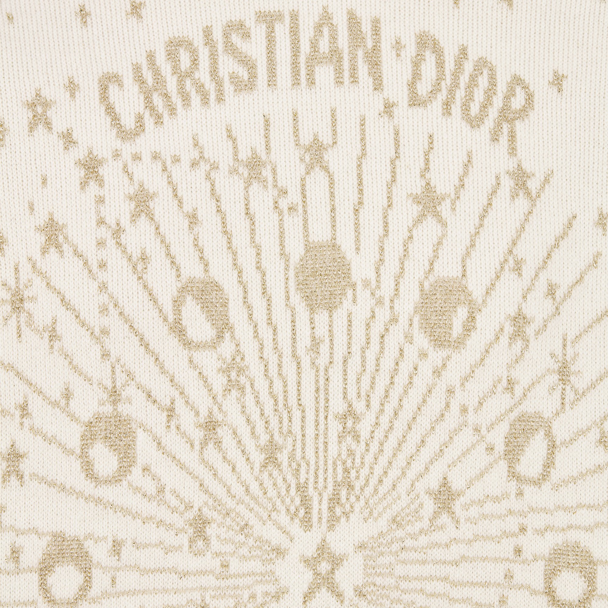 Embroidered Sweater Ecru Cashmere-Blend Knit with Gold-Tone Dior Astral ...