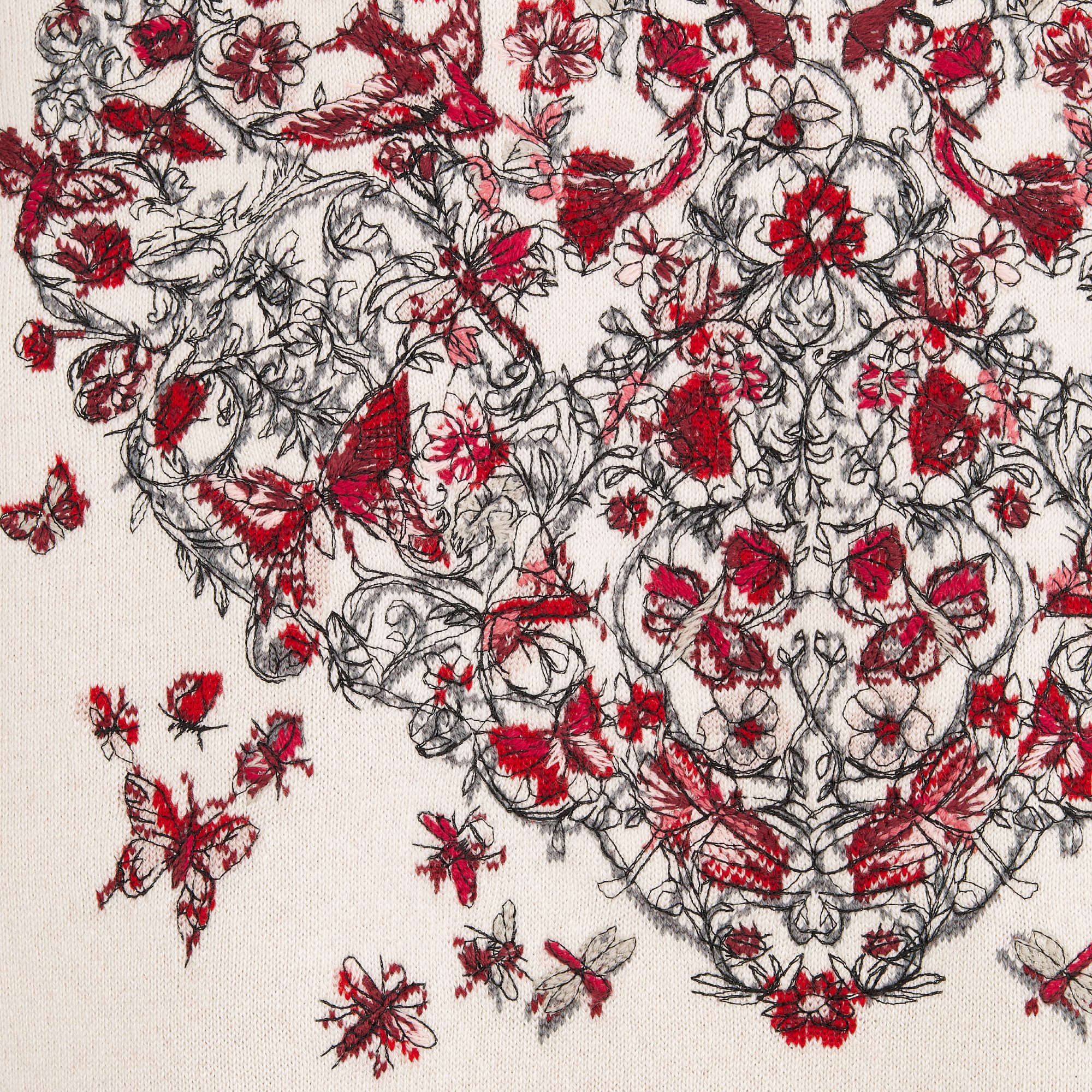 Pull brodé Dioramour Maille de cachemire et laine vierge blancs à motif ...