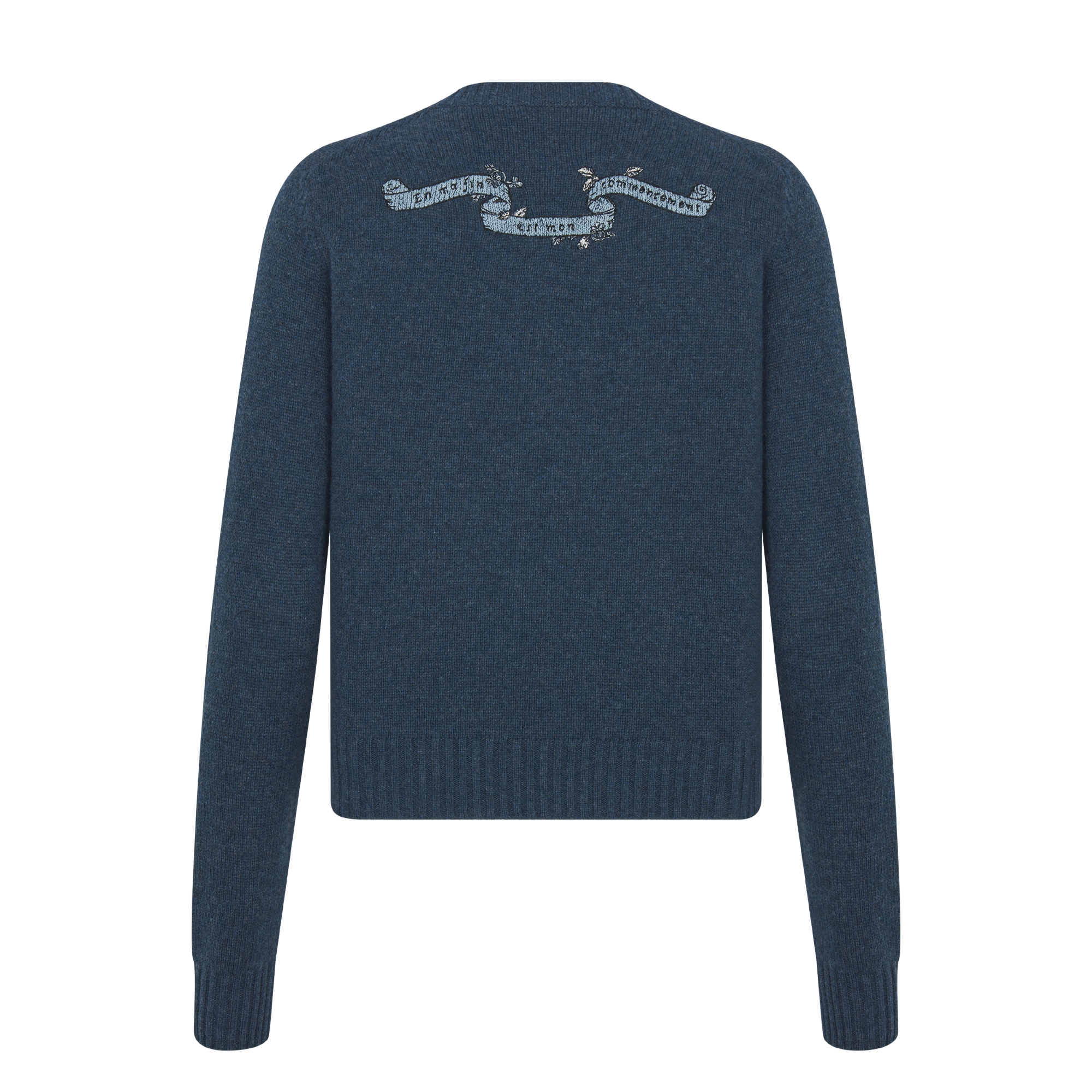 Embroidered Sweater Blue Cashmere Knit with Multicolor Dior Around the ...