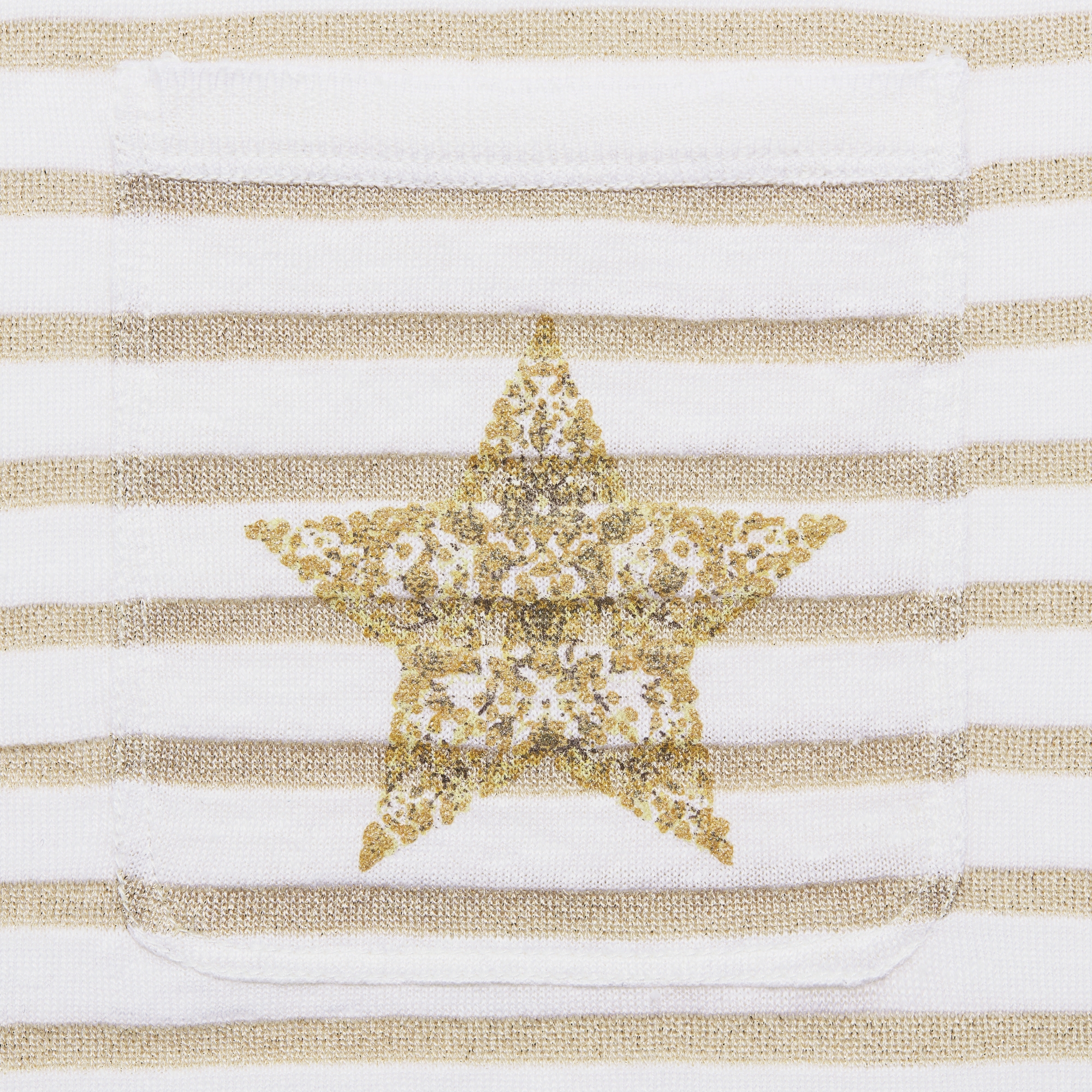 Dior Marinière Short-Sleeved Top Gold-Tone and White Blended Linen ...