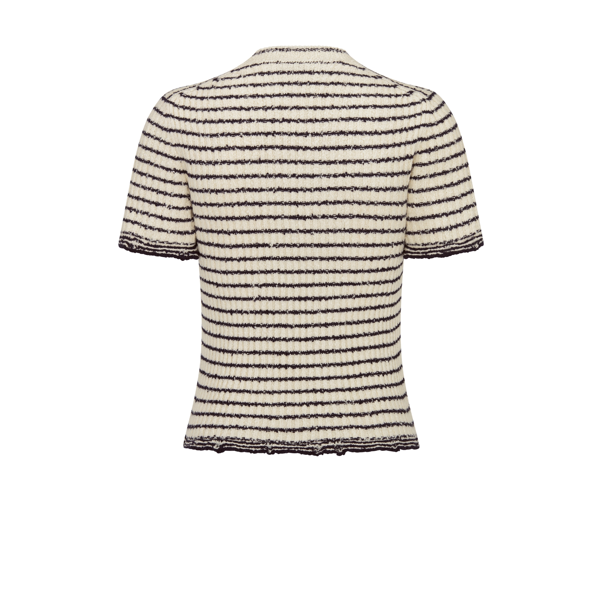 Dior Marinière Short-Sleeved Top Navy Blue and White Ribbed Cotton Knit ...