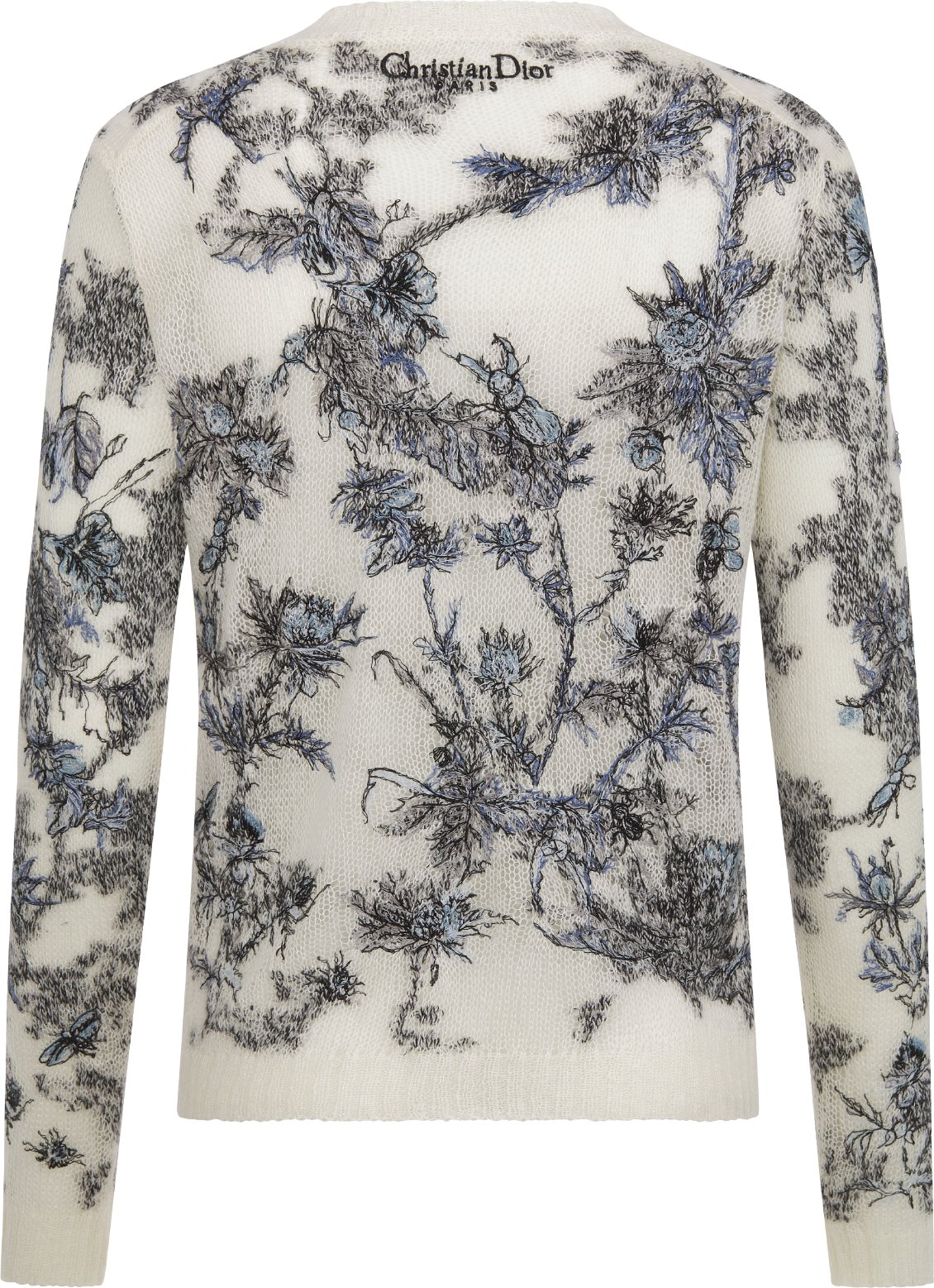Embroidered Sweater White Blended Cashmere, Silk, Mohair and Alpaca ...