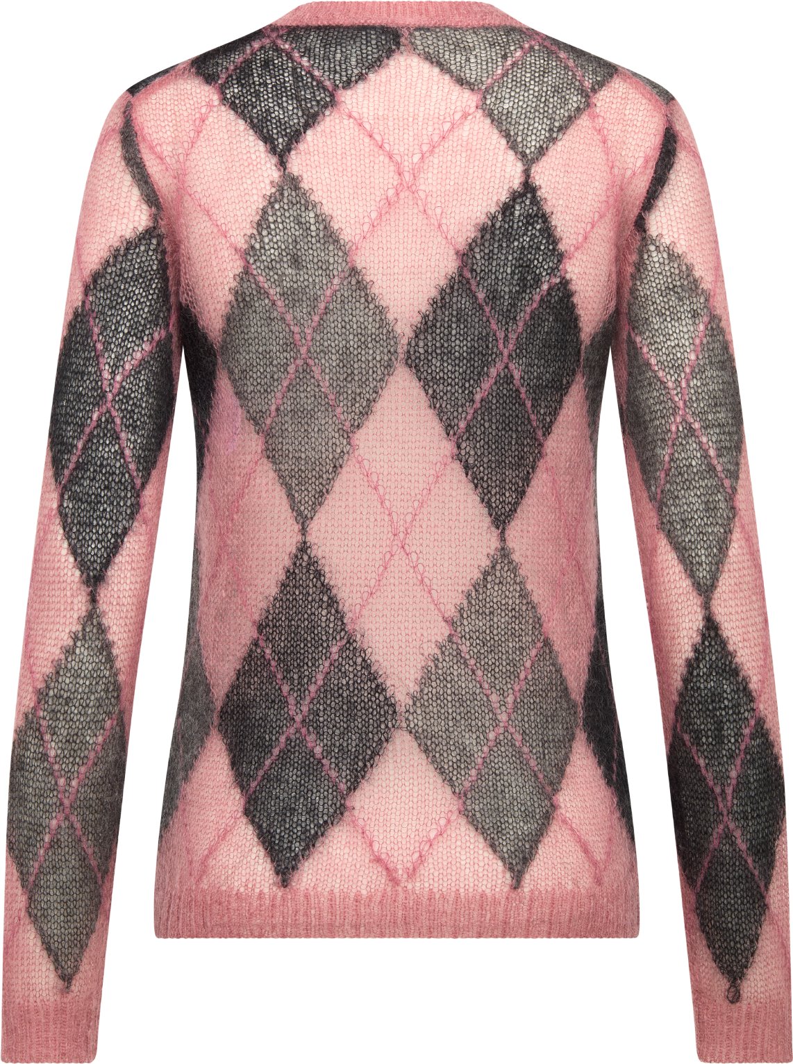 Sweater Pink and Gray Blended Mohair, Alpaca and Wool Knit with Graphic ...