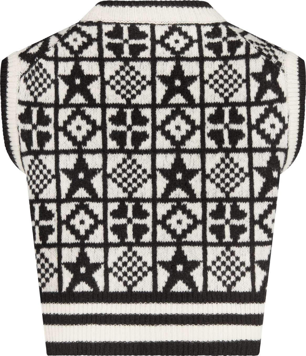 Cropped Sweater Vest White and Black Cable-Knit Wool with Unicorn and ...