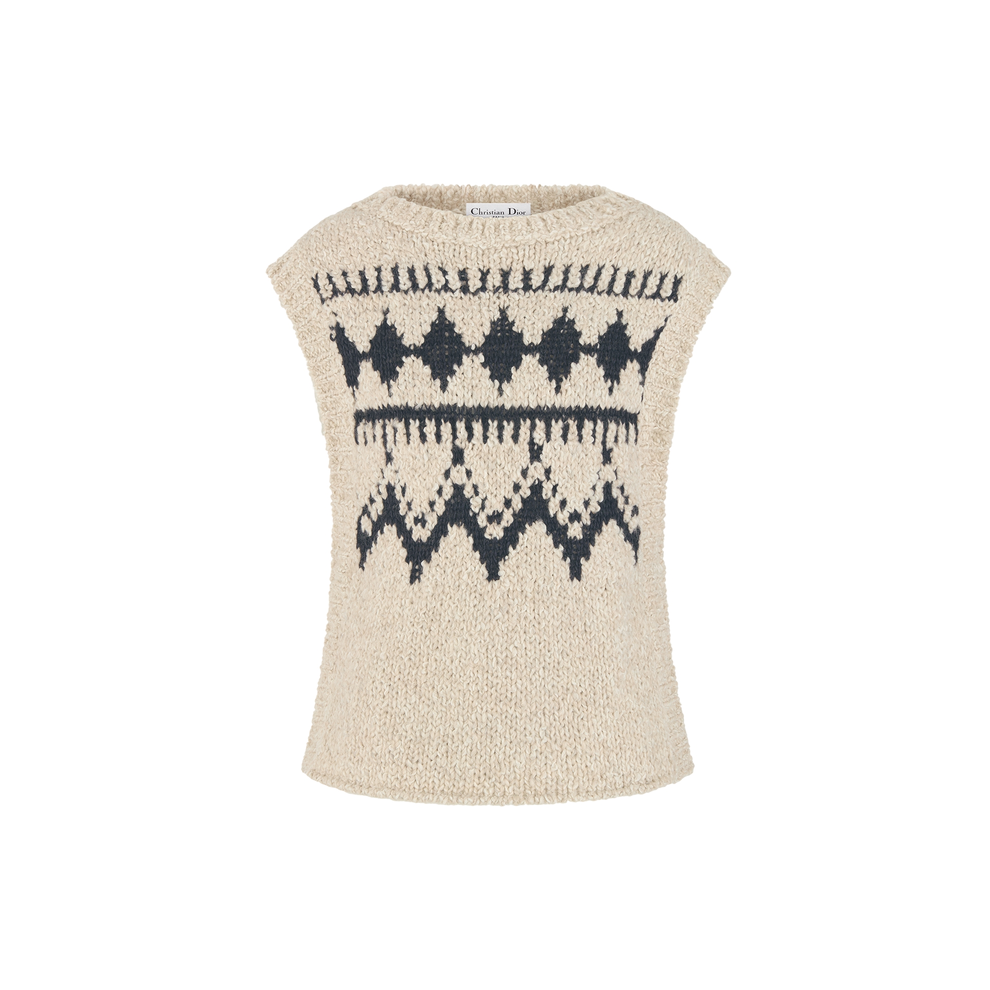 DiorAlps Sweater Vest Beige and Black Alpaca, Wool and Cotton Knit | DIOR