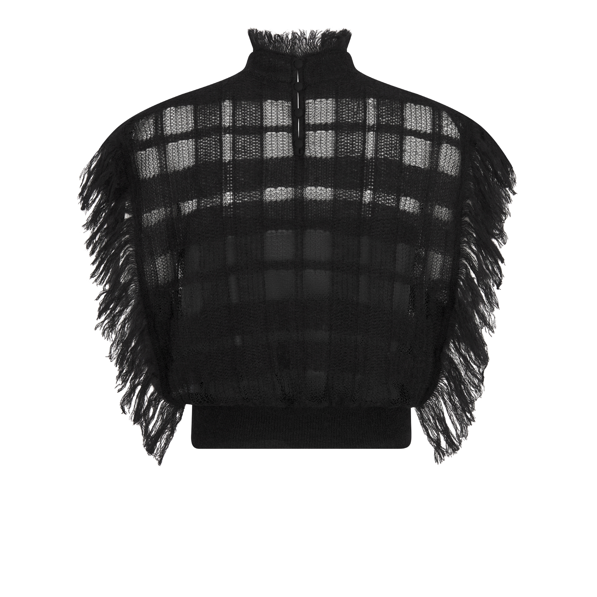 Stand-Collar Top Black Check'n'Dior Blended Mohair, Alpaca and Silk ...