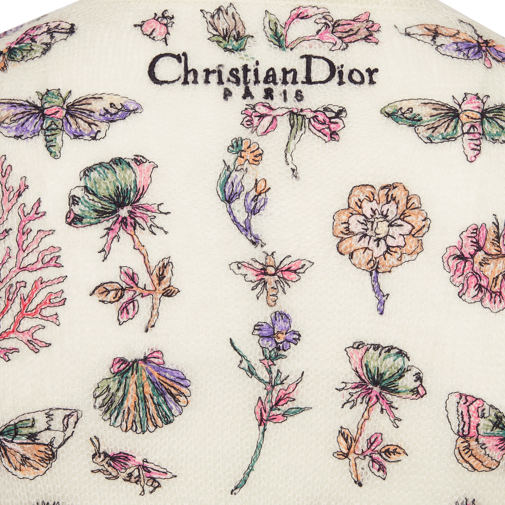 Embroidered Twinset White Blended Silk, Mohair and Alpaca Knit with ...