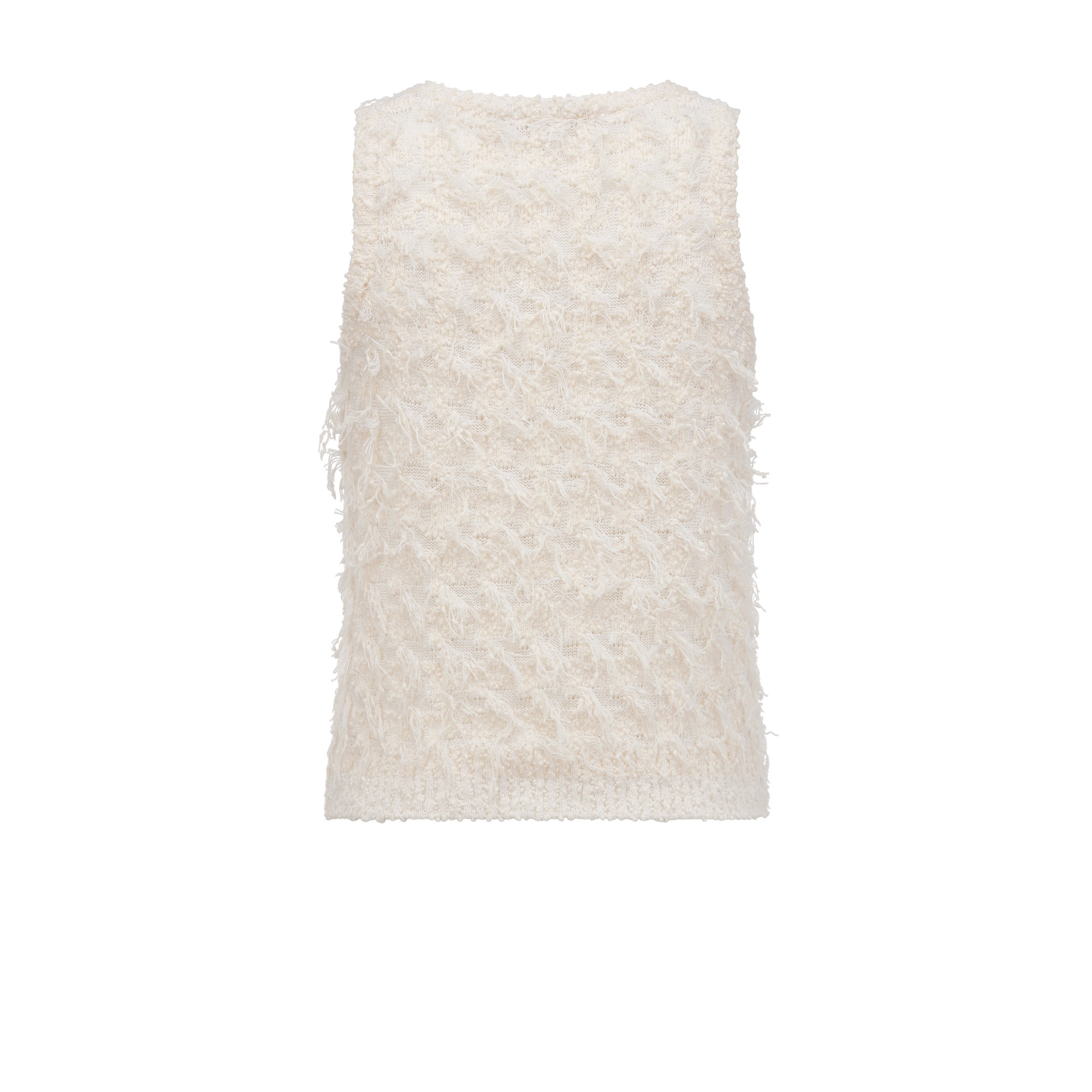 Twinset Ecru Blended Wool and Cotton Bouclé Knit with Houndstooth Motif ...