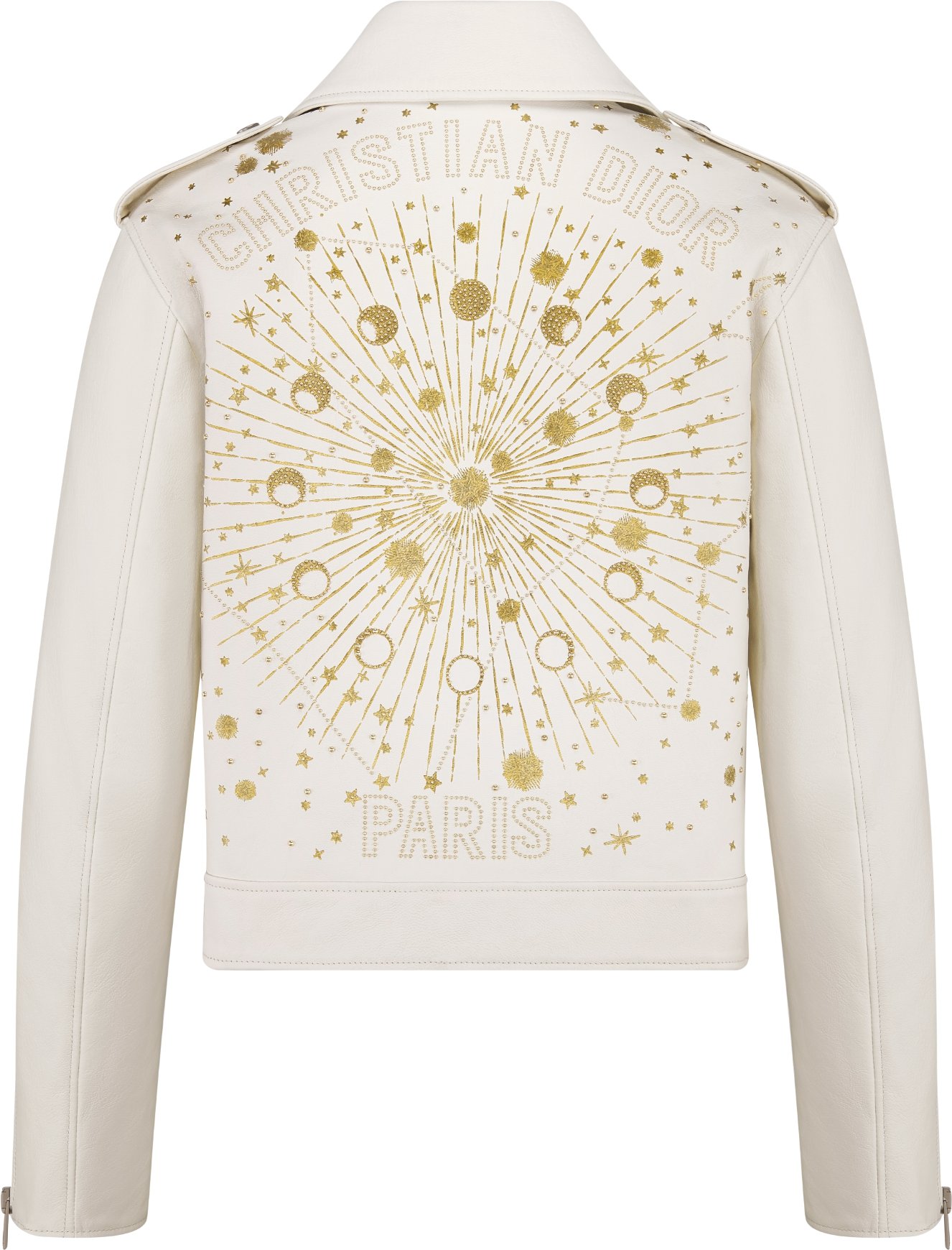 Biker Jacket Ecru Goatskin with Gold-Tone Dior Astral Motif | DIOR