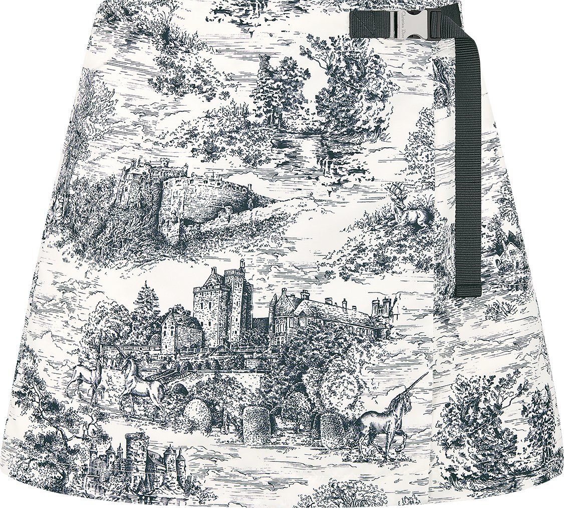 Toile de Jouy Scotland Shawl White and Navy Blue Cashmere | DIOR