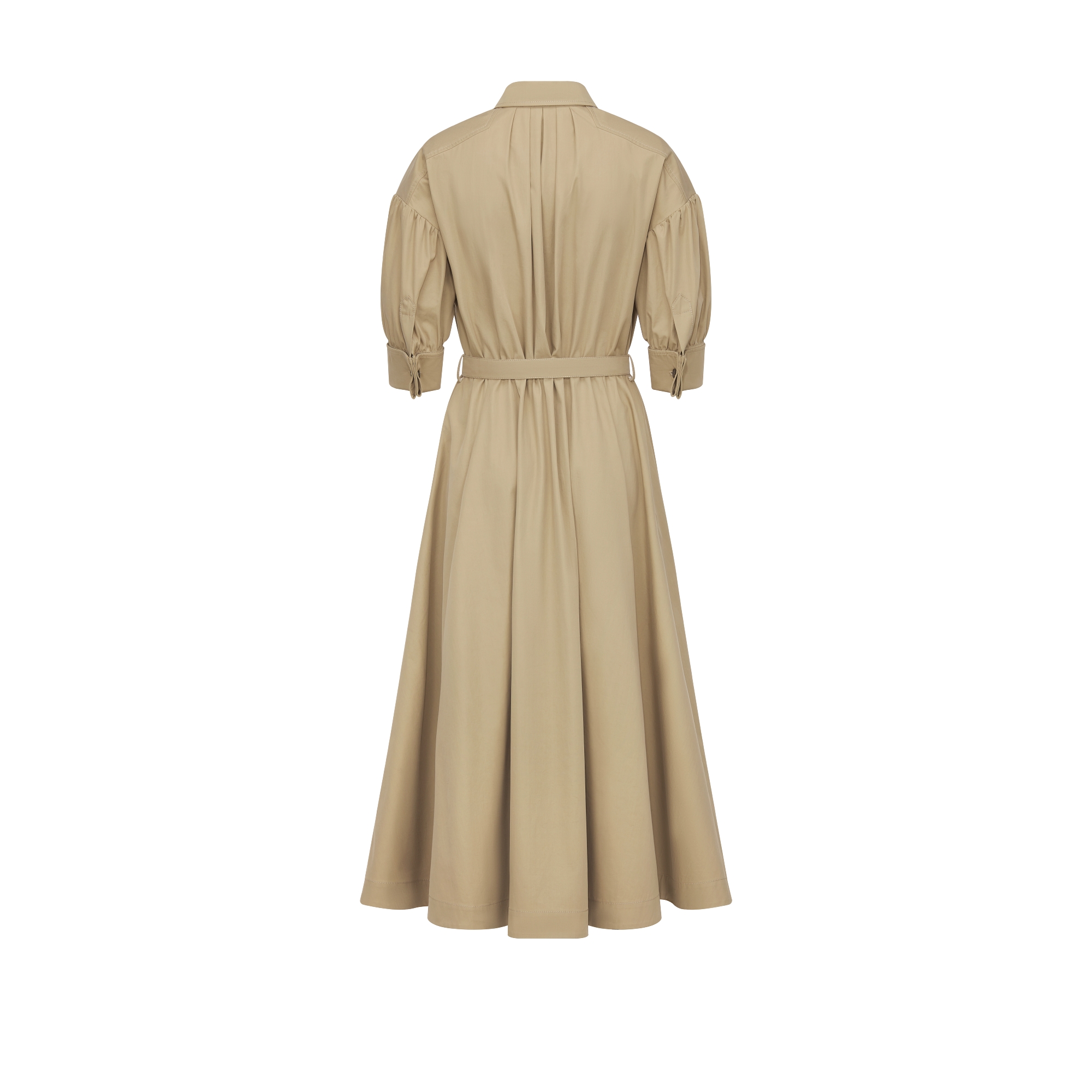 Robe mi-longue évasée Gabardine de coton beige | DIOR