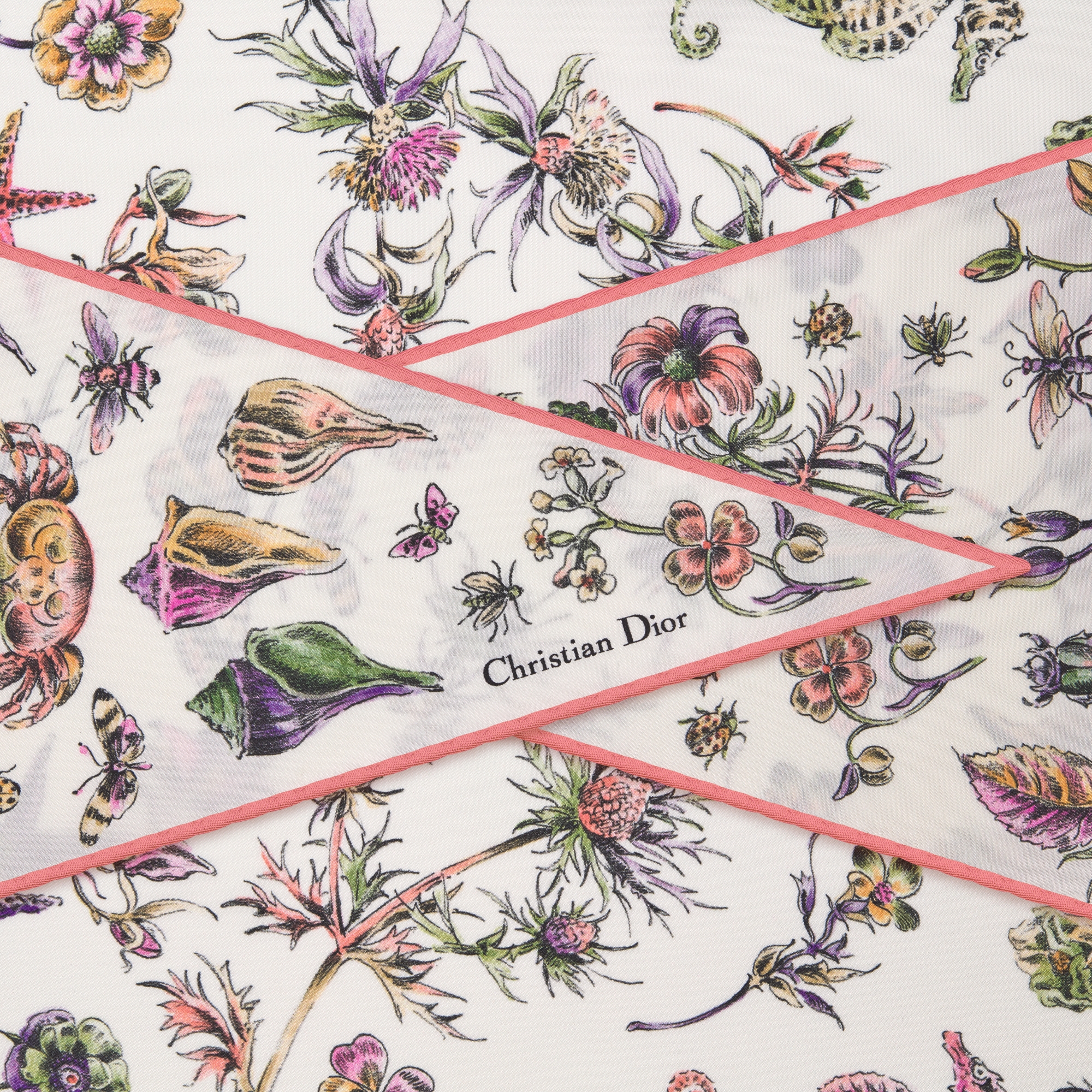 Dior Cabinet de Curiosités Dior Diamond Ivory and Pink Multicolor Silk ...