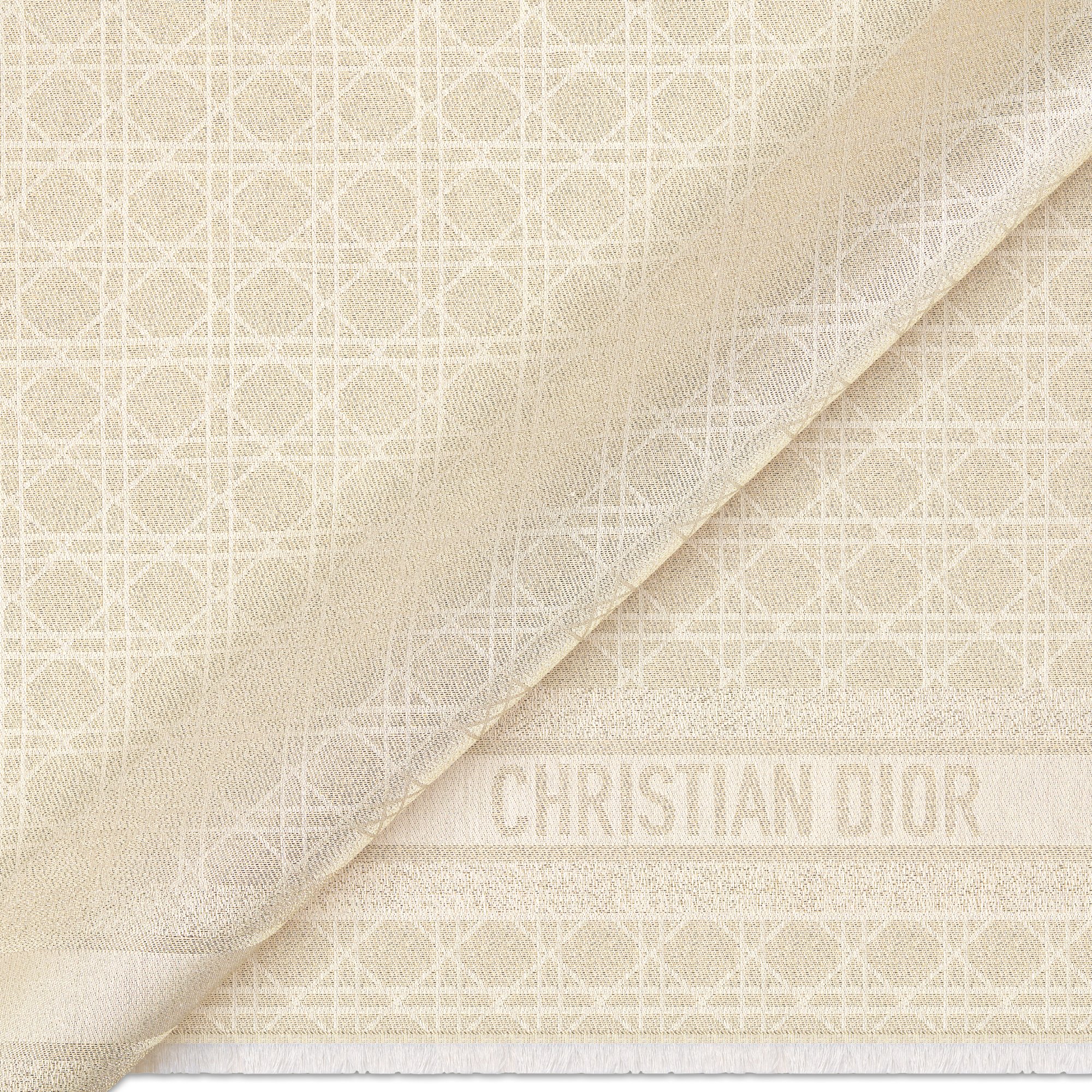 Шаль Cannage Dior Or Шелк, шерсть и кашемир золотистого цвета с ...