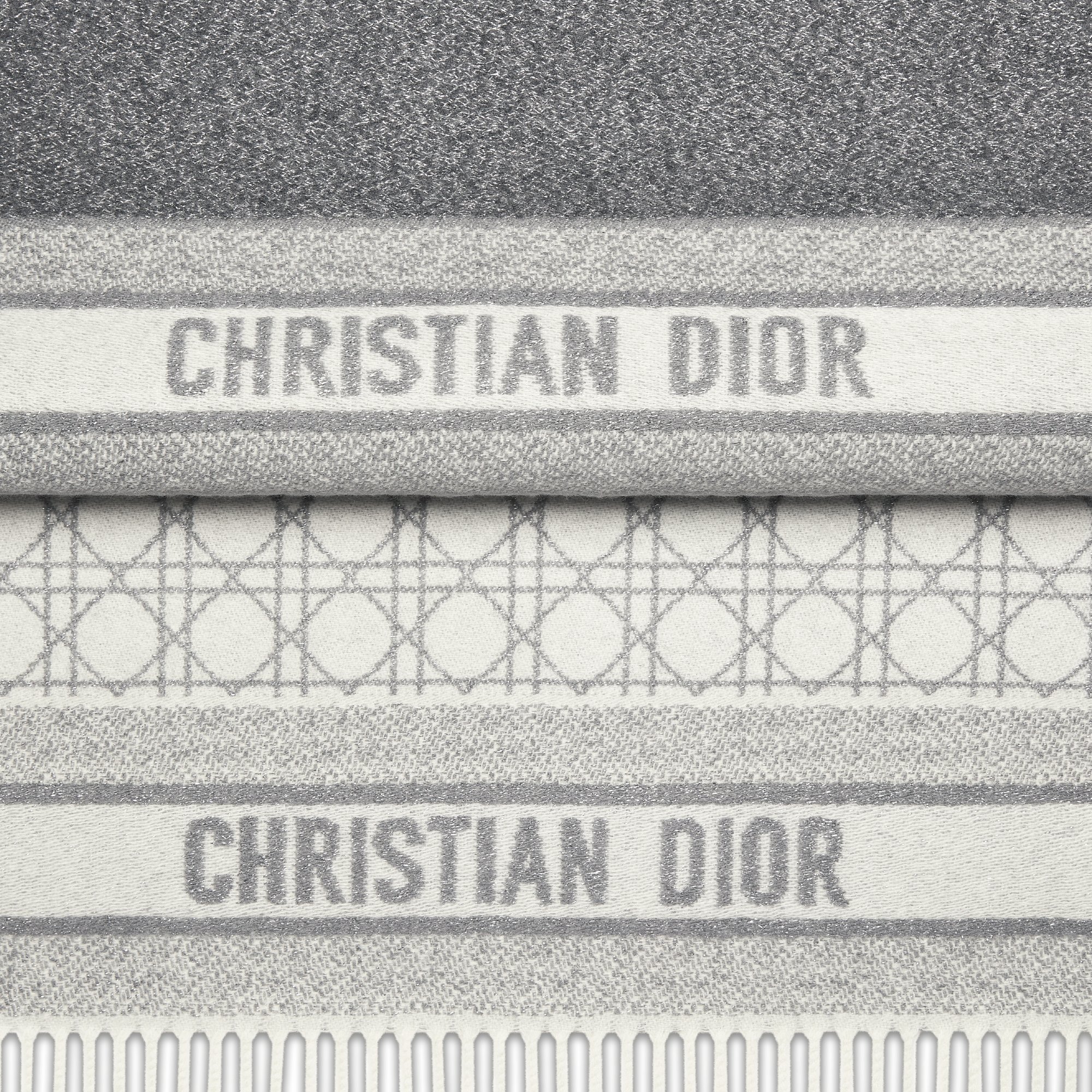 Cannage Scarf Cashmere Blend and Silver-Tone Metallic Thread | DIOR