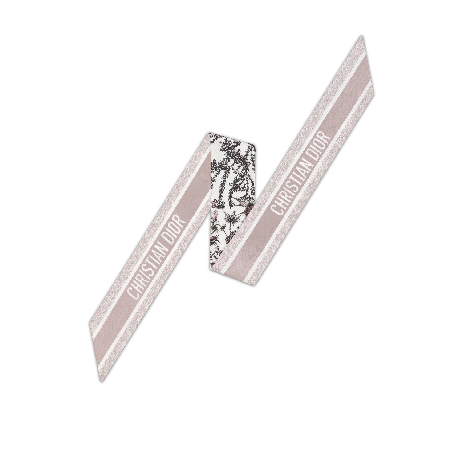Dior Chardons Mitzah Scarf Ivory and Powder Pink Silk Twill | DIOR