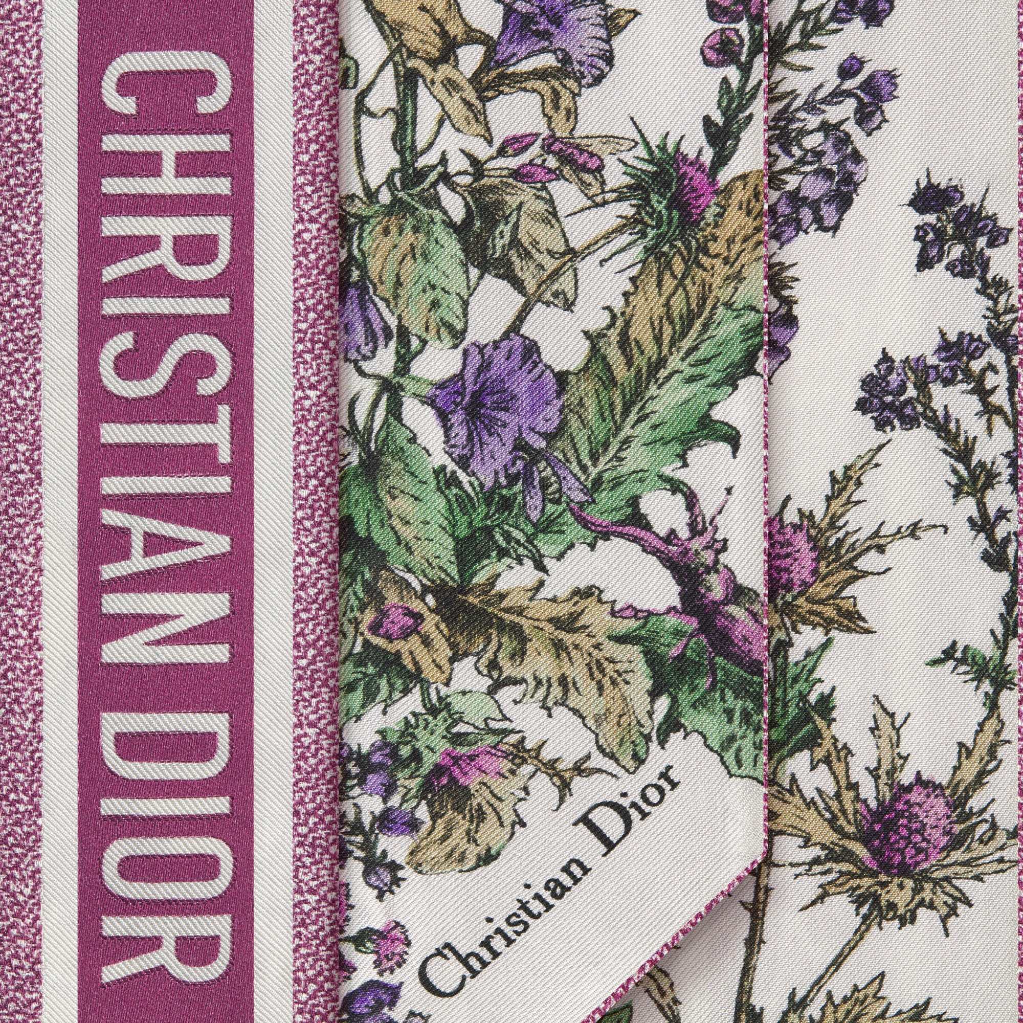 Mitzah-sjaal met Dior Chardons-motief Ivoorkleurige en paarse ...