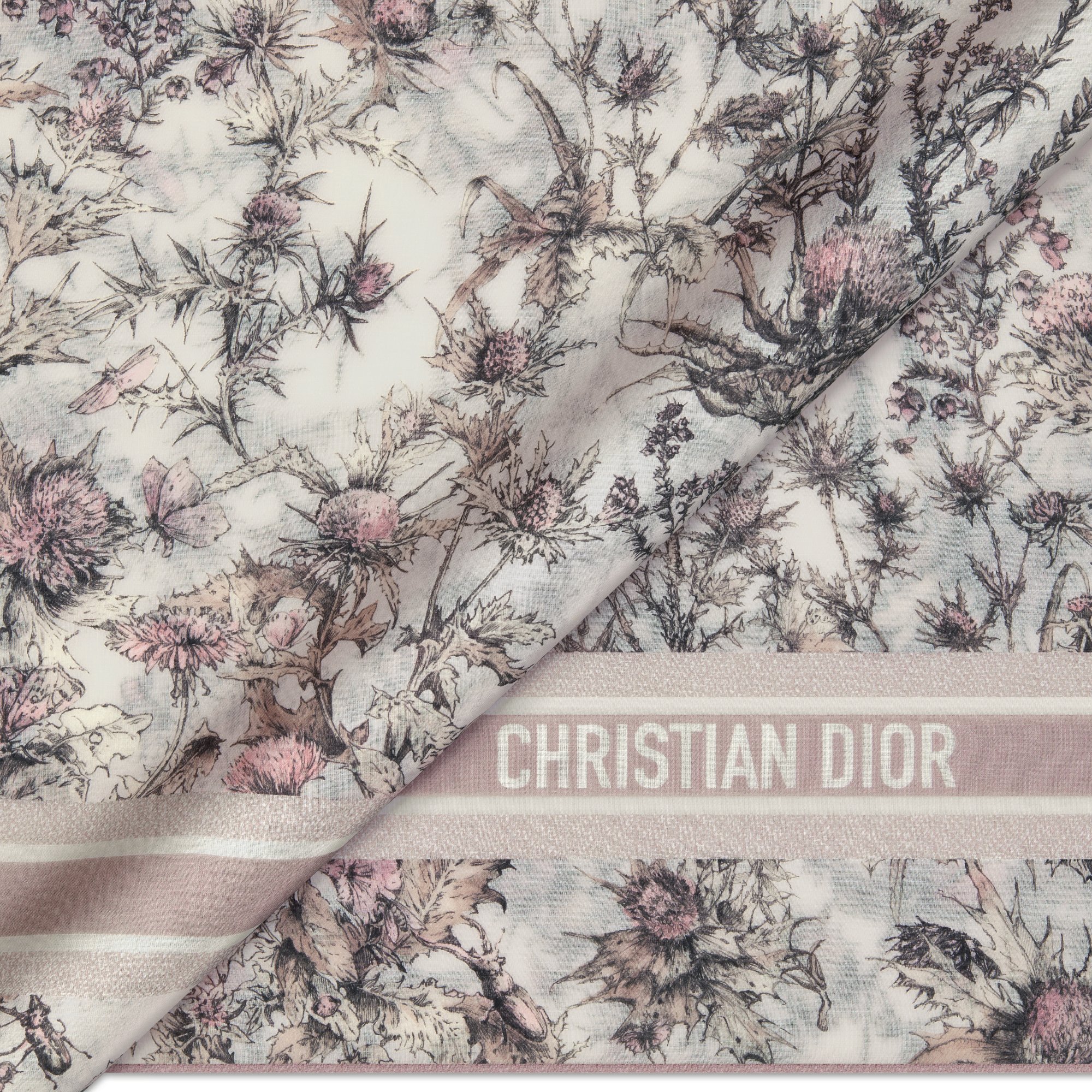 Dior Chardons Shawl Ivory and Powder Pink Cashmere | DIOR