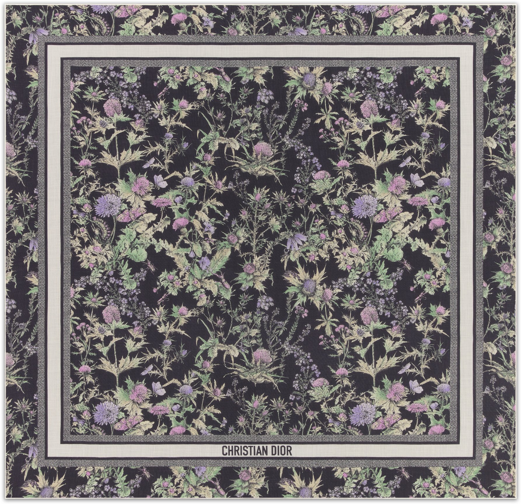 Dior Chardons Shawl Ivory and Blue Cashmere | DIOR